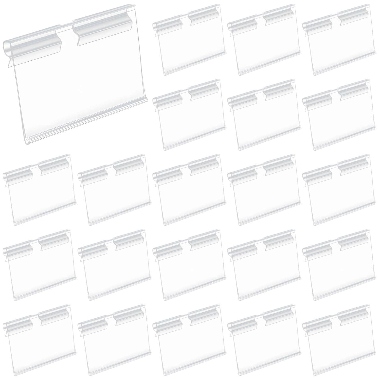 Label Holders 100 Pack, Clear Plastic Price Tag Display with Wire Hooks ...