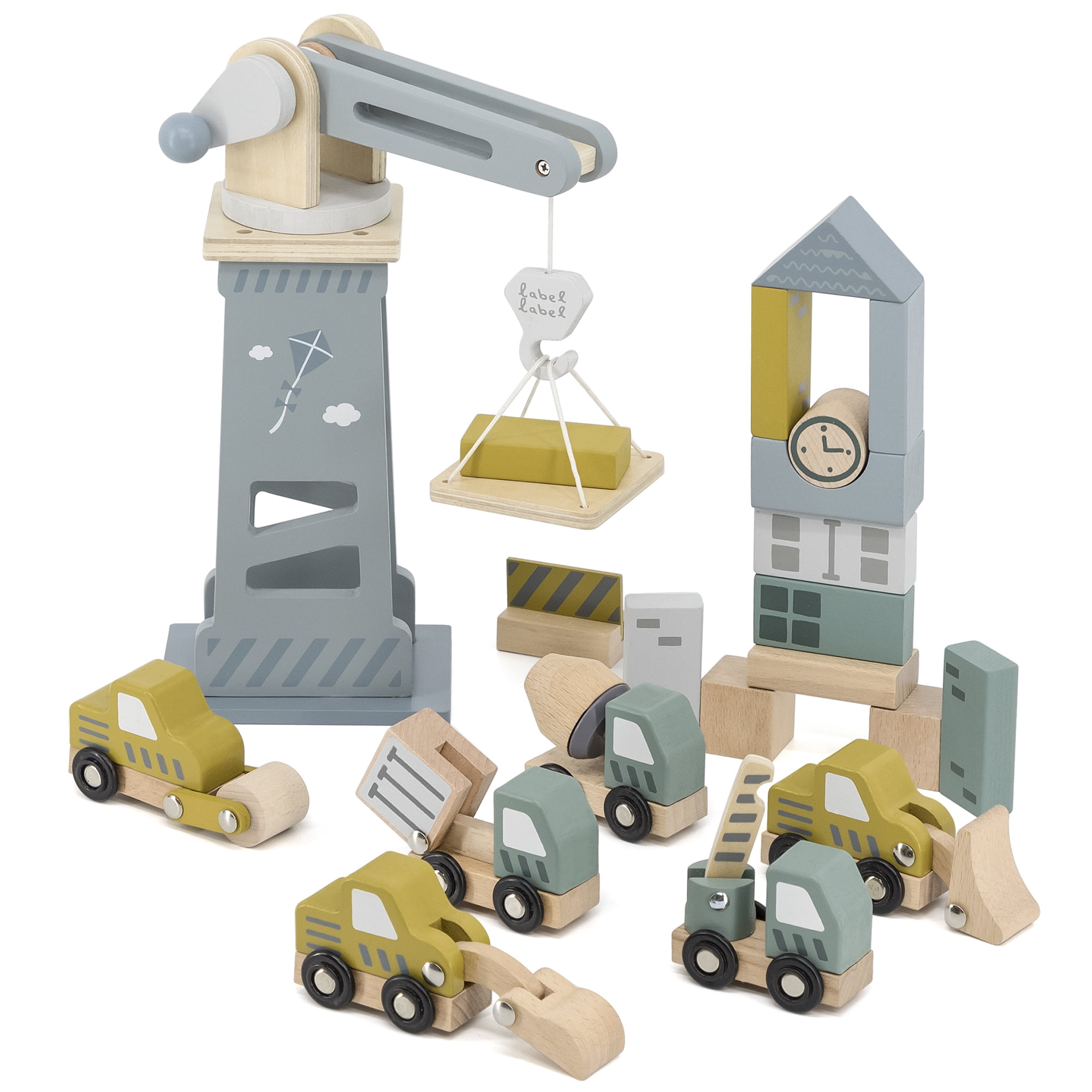 Label Label: Wooden Construction Site Play Set - Pastel Blue & Green ...