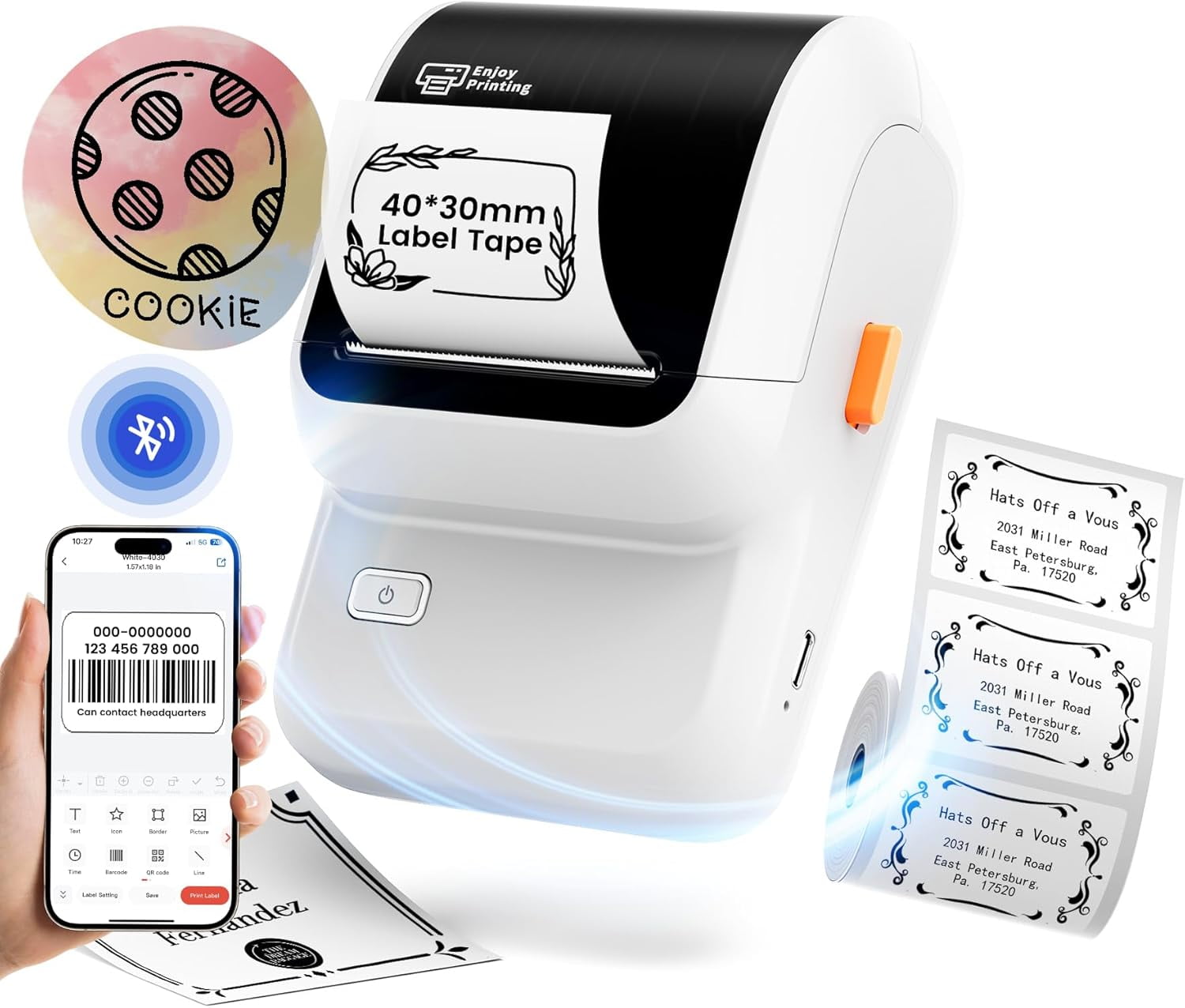 Label Maker,Barcode Label Printer, Bluetooth Label Maker Machine with ...
