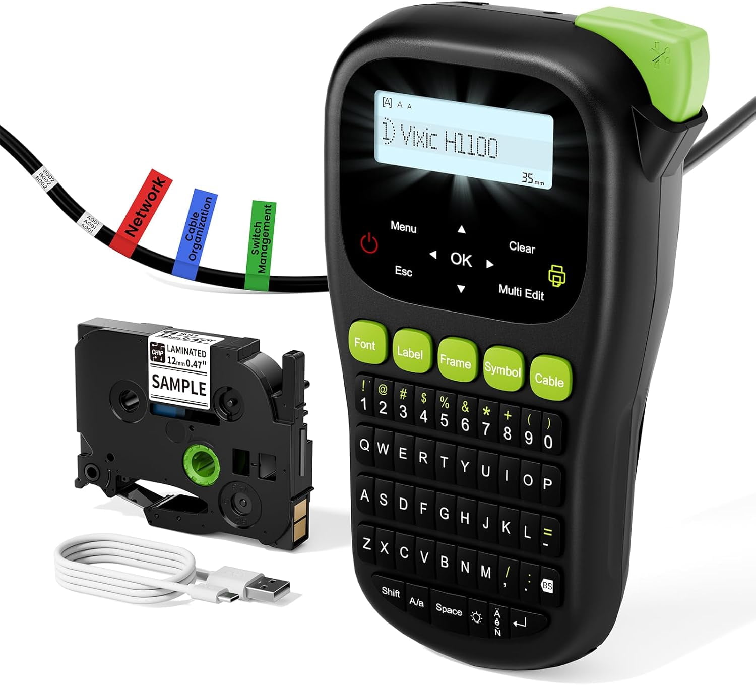 Label Maker Machine, H1100 Label Makers with Backlit Screen, Portable ...