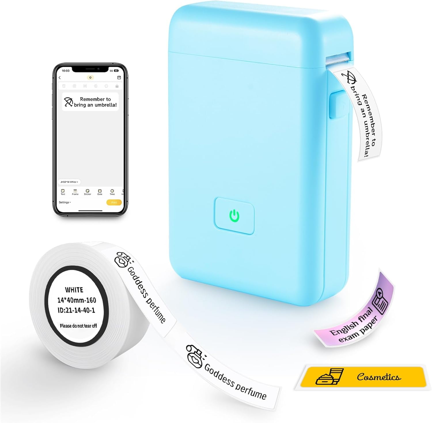 Label Maker Machine with Tape, HP2 Portable Bluetooth Label Printer for ...