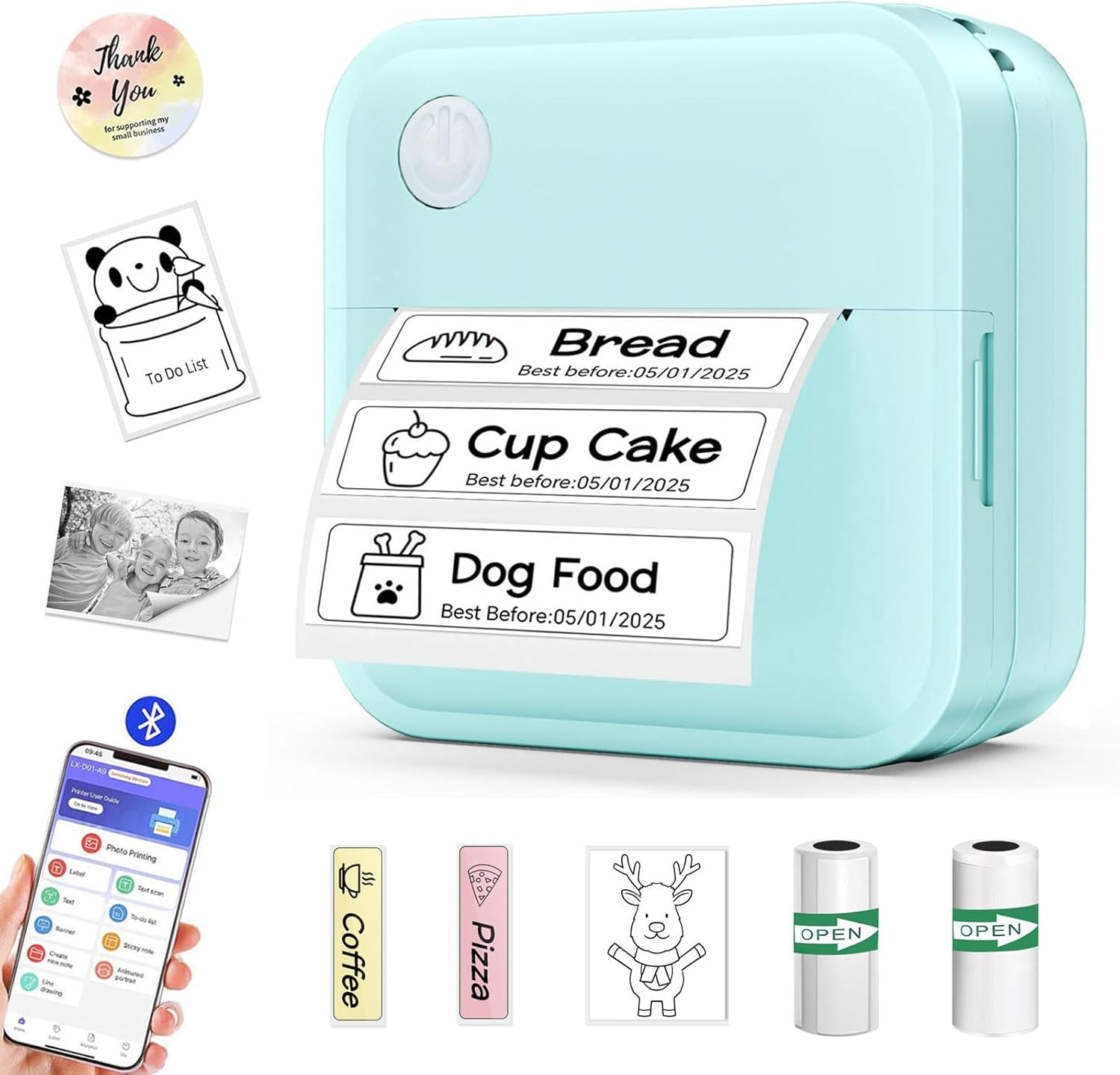 Label Maker Machine with Tape - Mini Sticker Printer Bluetooth Label ...