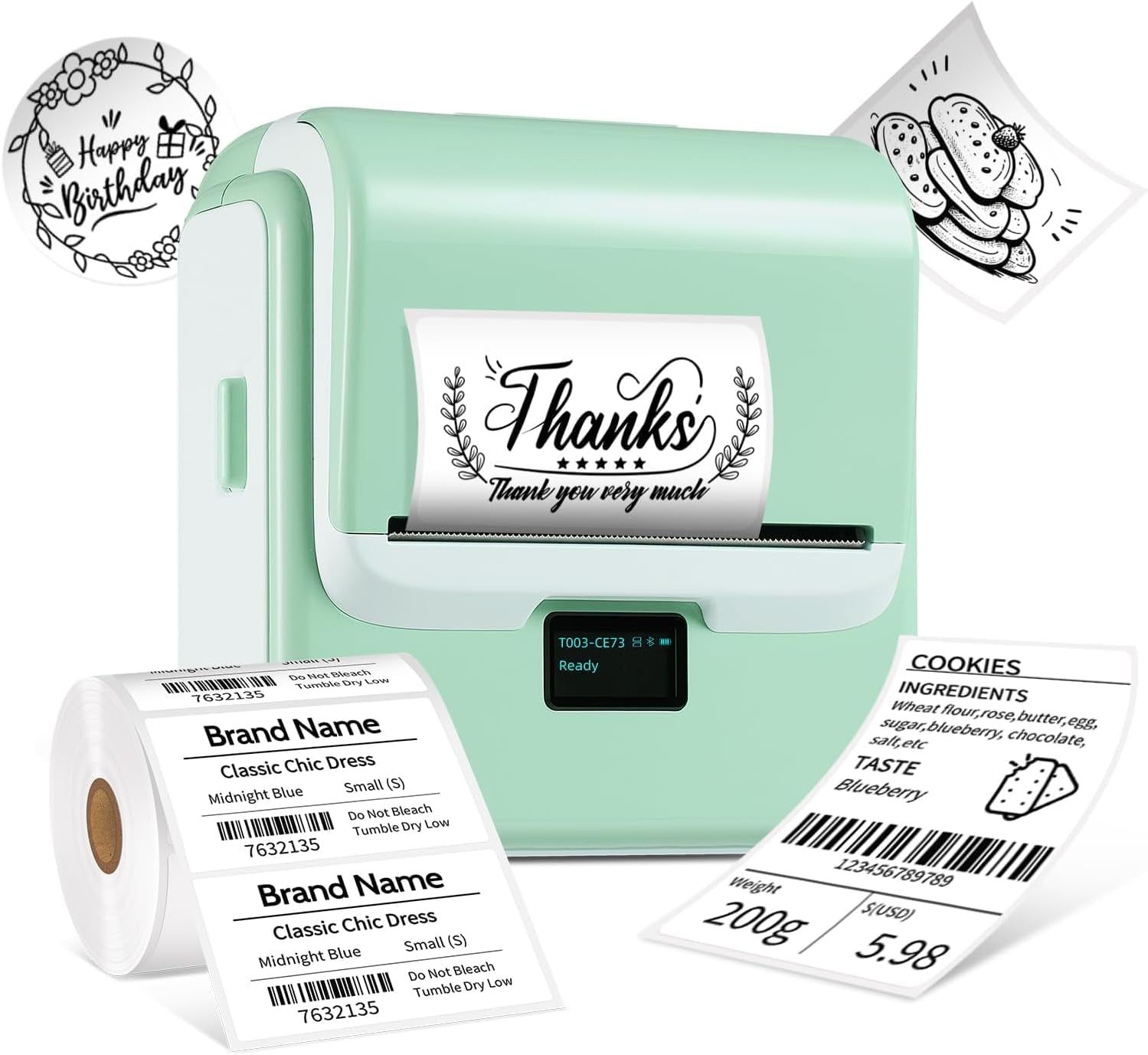 Label Maker Machine with Tape, T003 Thermal Label Maker, 2 Inch ...