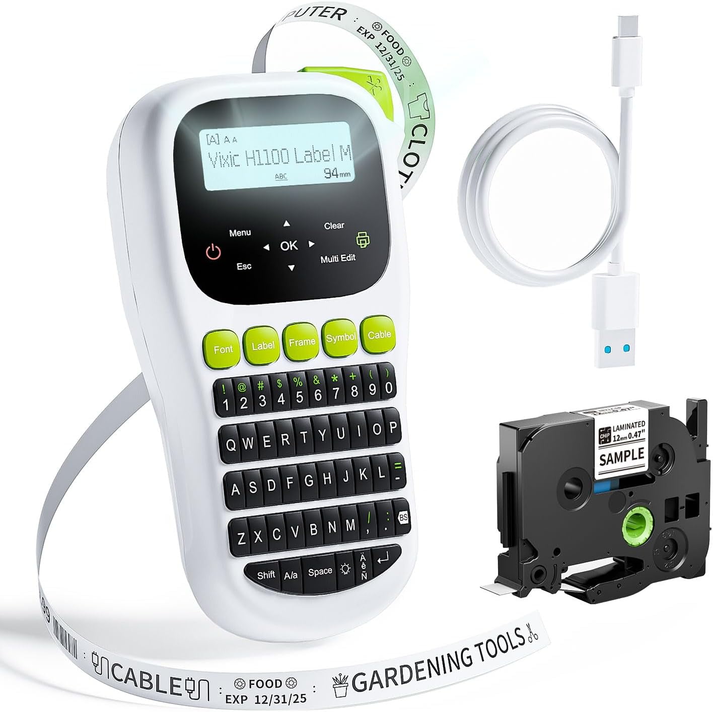 Label Maker Machine with-Tape, H1100 Handheld Label Maker Portable ...