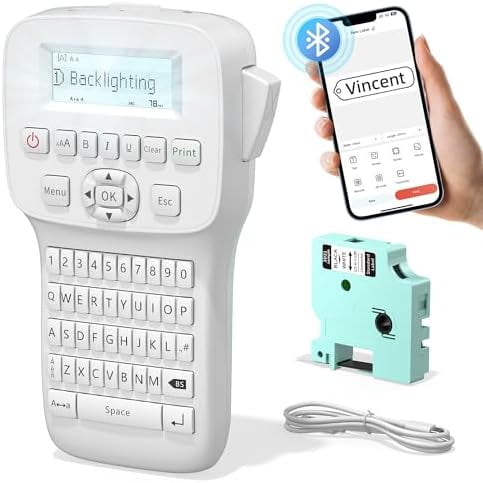 Label Maker Machine with-Tape, Handheld Label Maker with Backlit Screen ...