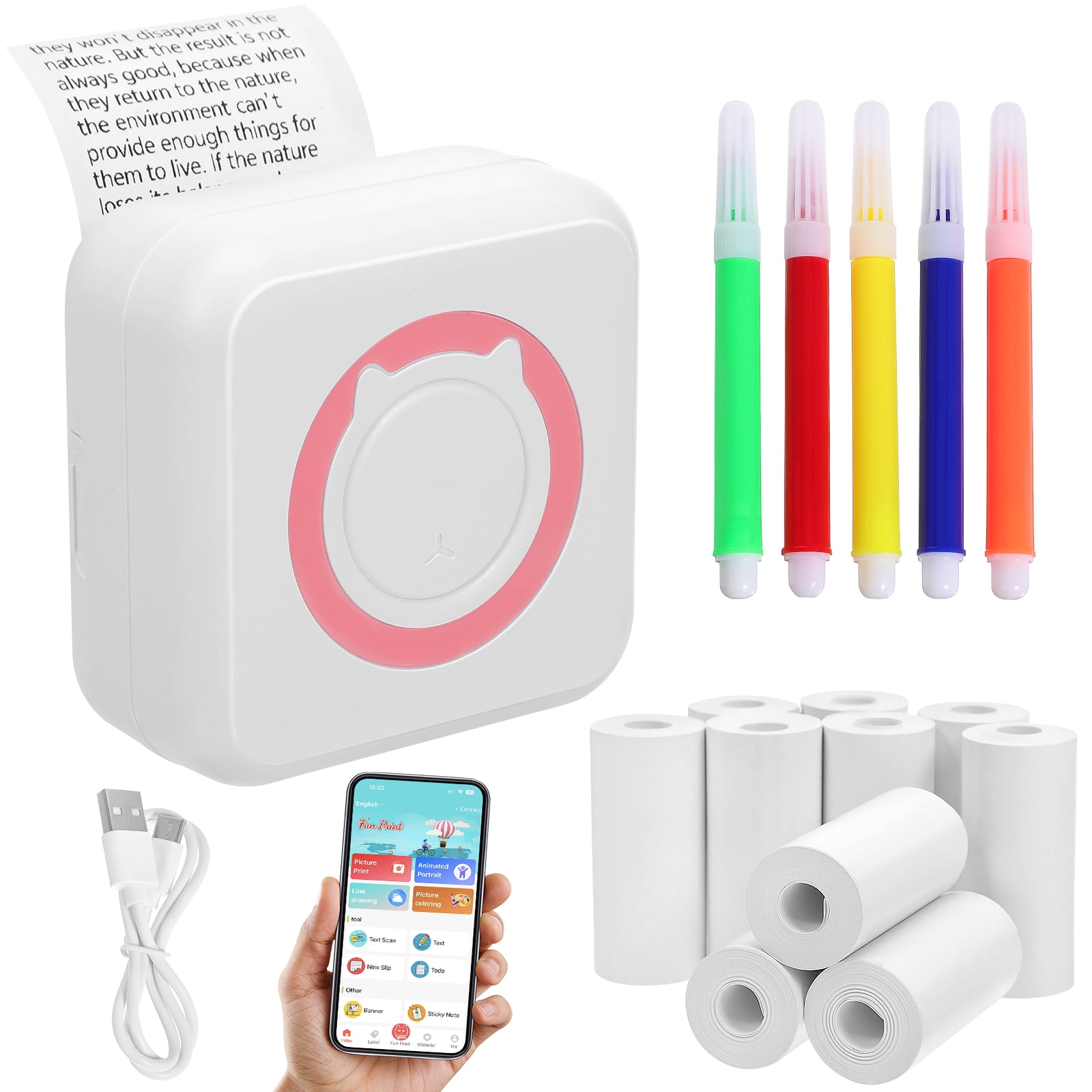 Label Maker Machine with Tape, Little Printer, Portable Thermal Printer ...