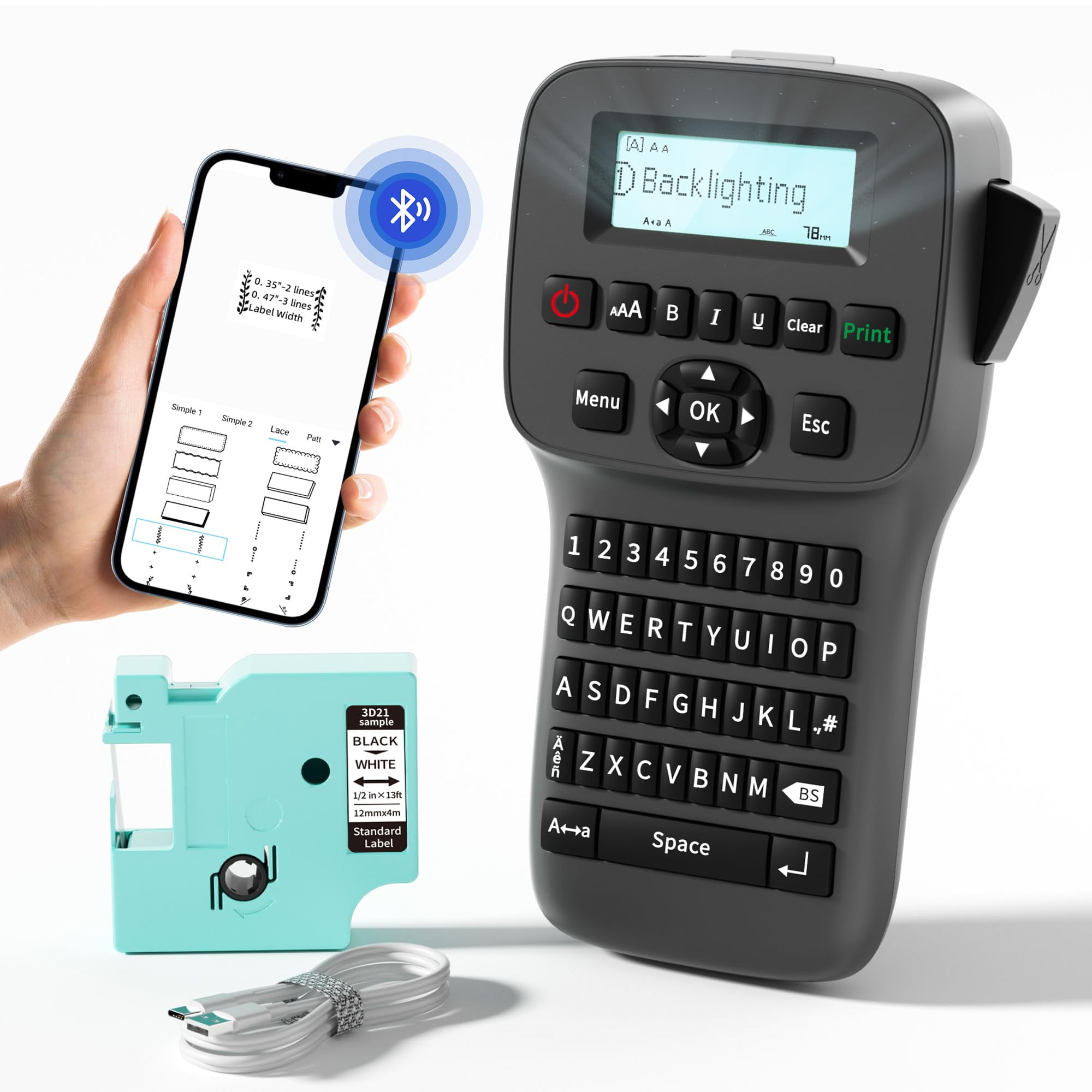 Label Maker Machine with-Tape, Rechargeable Label Makers Portable with ...
