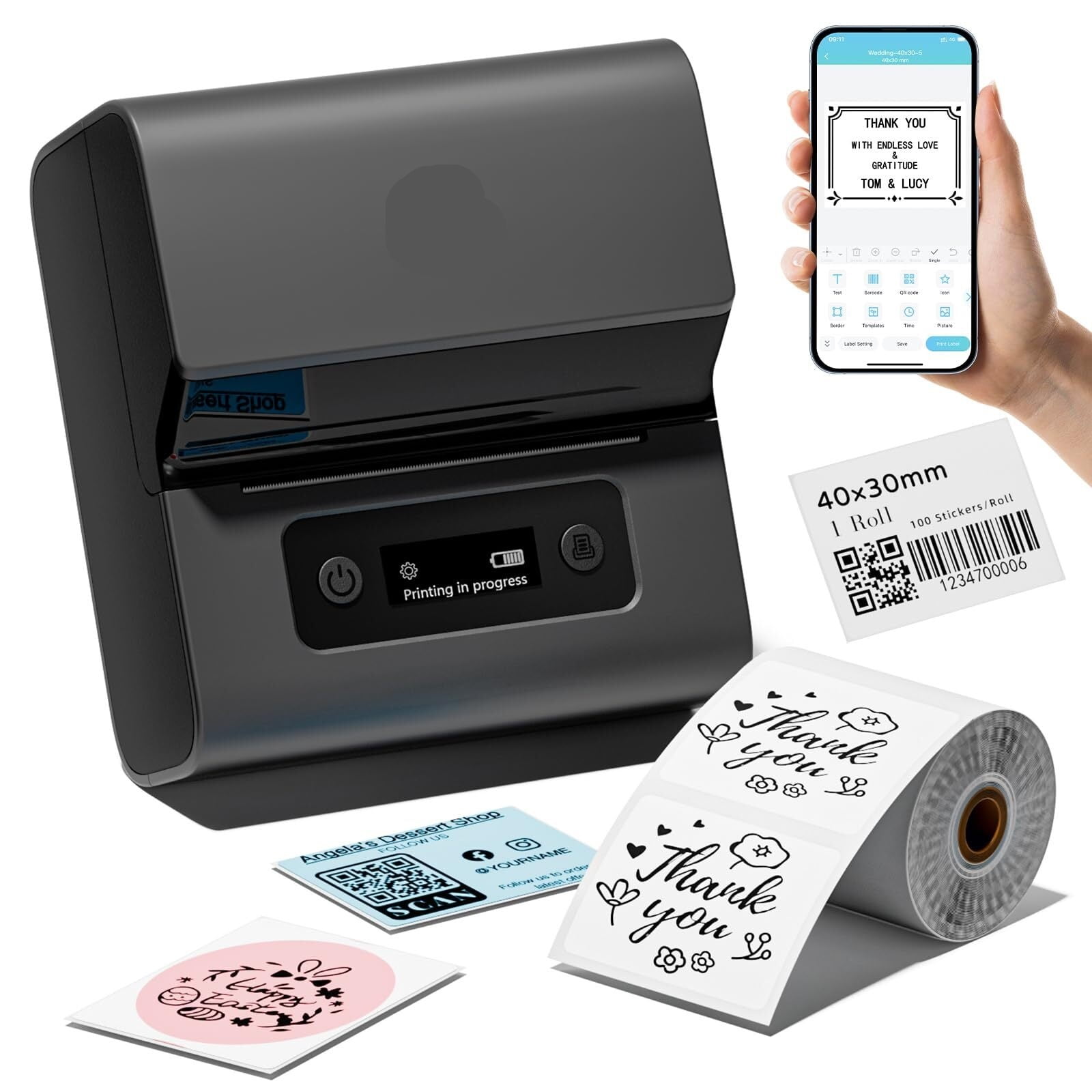 Label Makers- Barcode Label Printer M221 3 Inch Label Maker Bluetooth ...