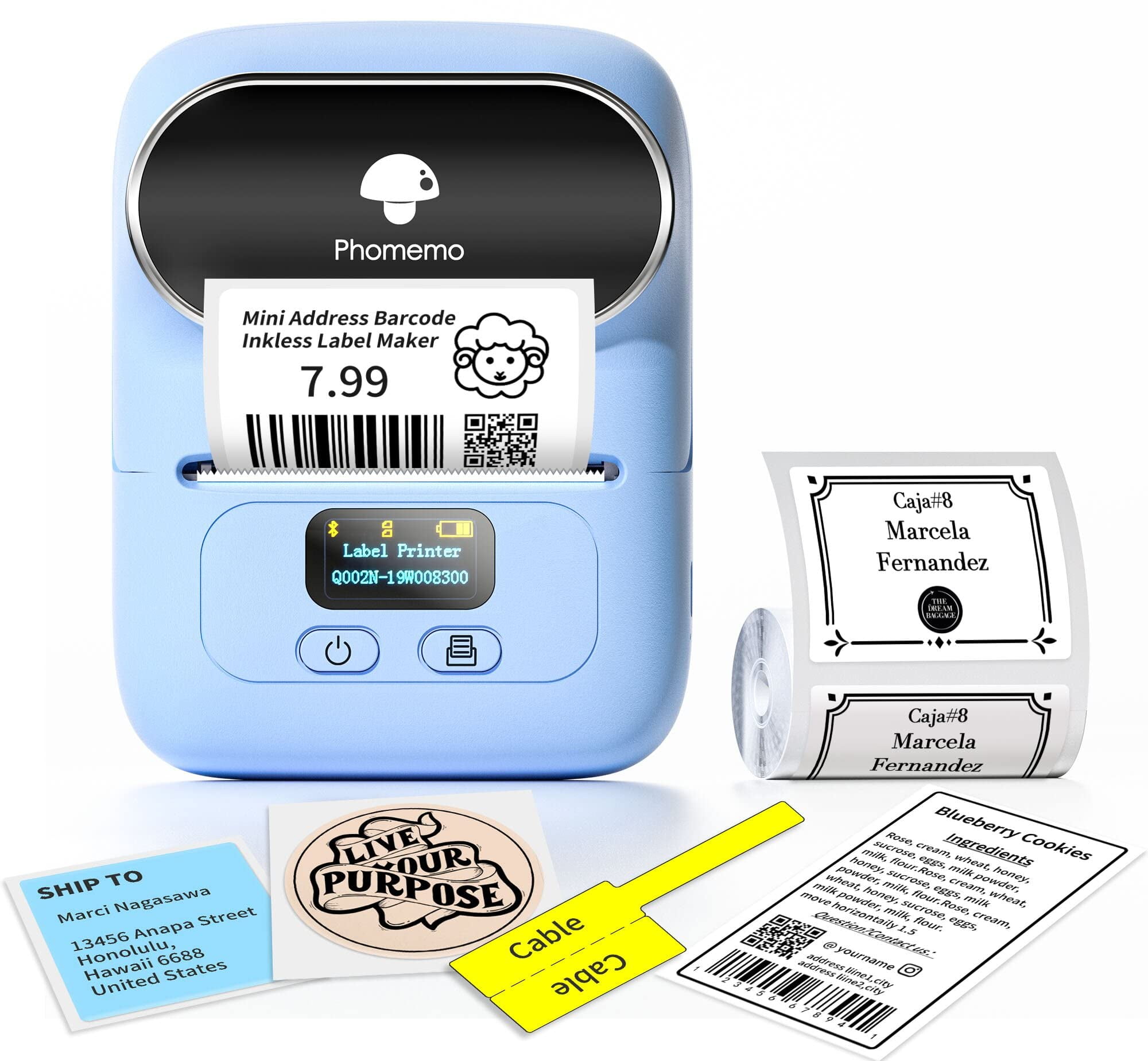 Label Printer-M110 Bluetooth Label Maker Machine, Barcode Printer ...