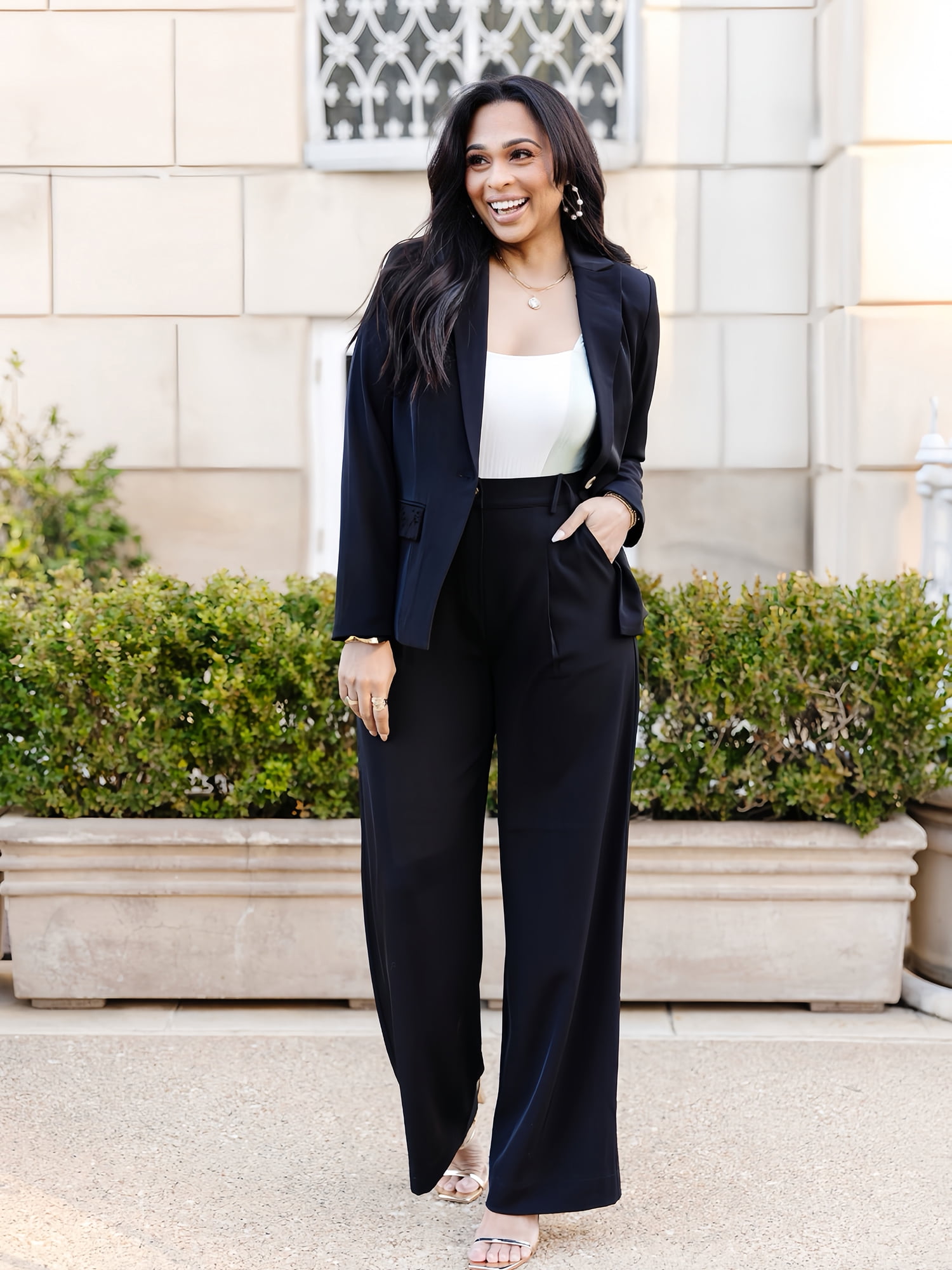 Label Rail x WhatSmitaFound Women's Single Button Blazer, Sizes 4-16 ...