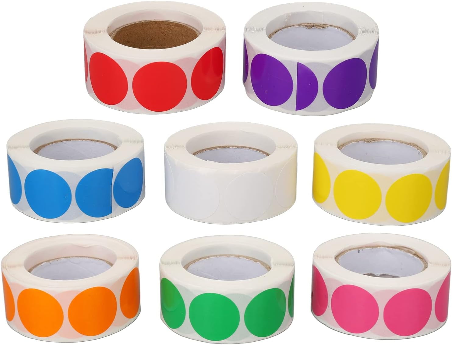Label Stickers, 8 Roll Colorful Self Adhesive Circle Sticker, Multi ...