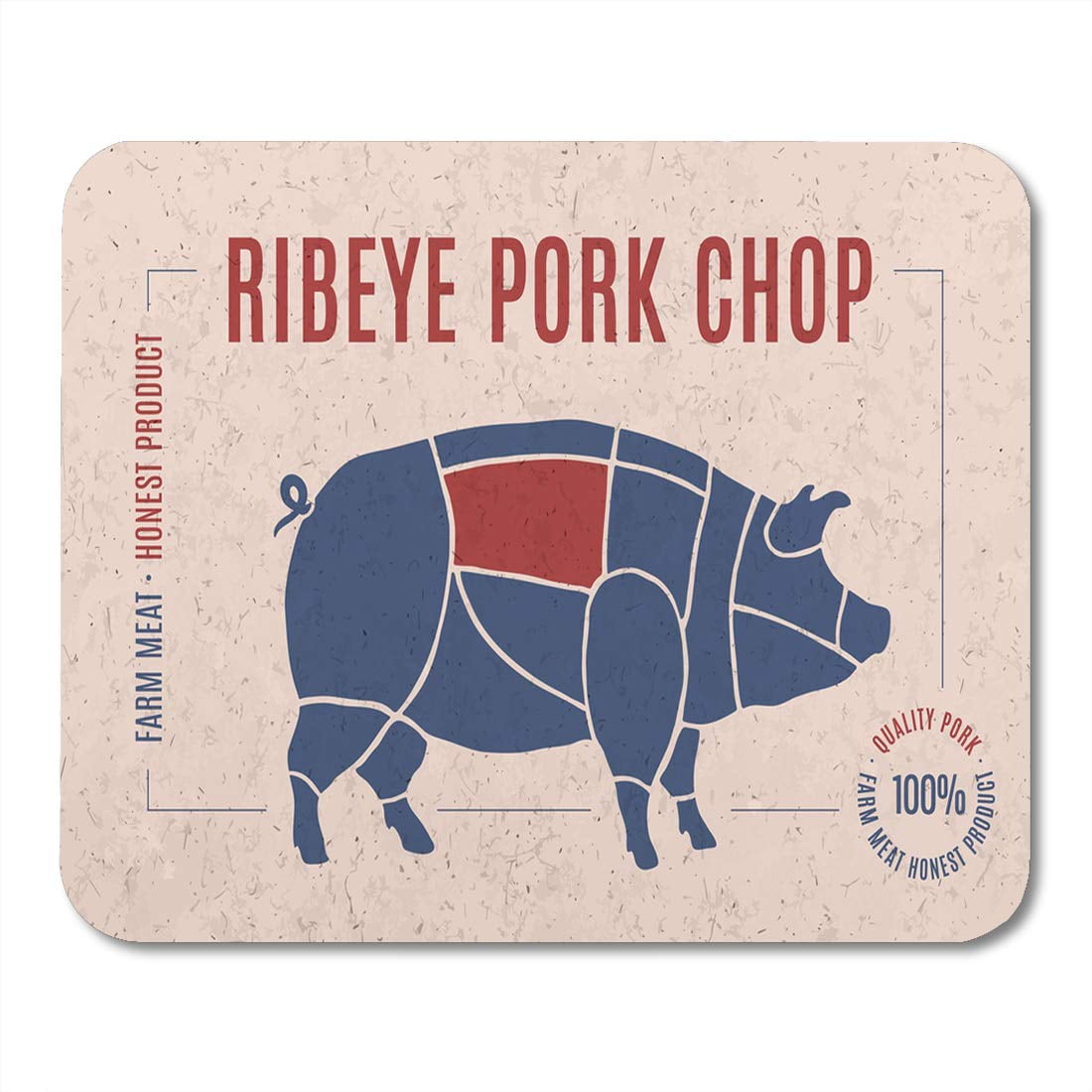 Label for Pork Steak Meat Cut Text Ribeye Chop Mousepad Mouse Pad Mouse ...
