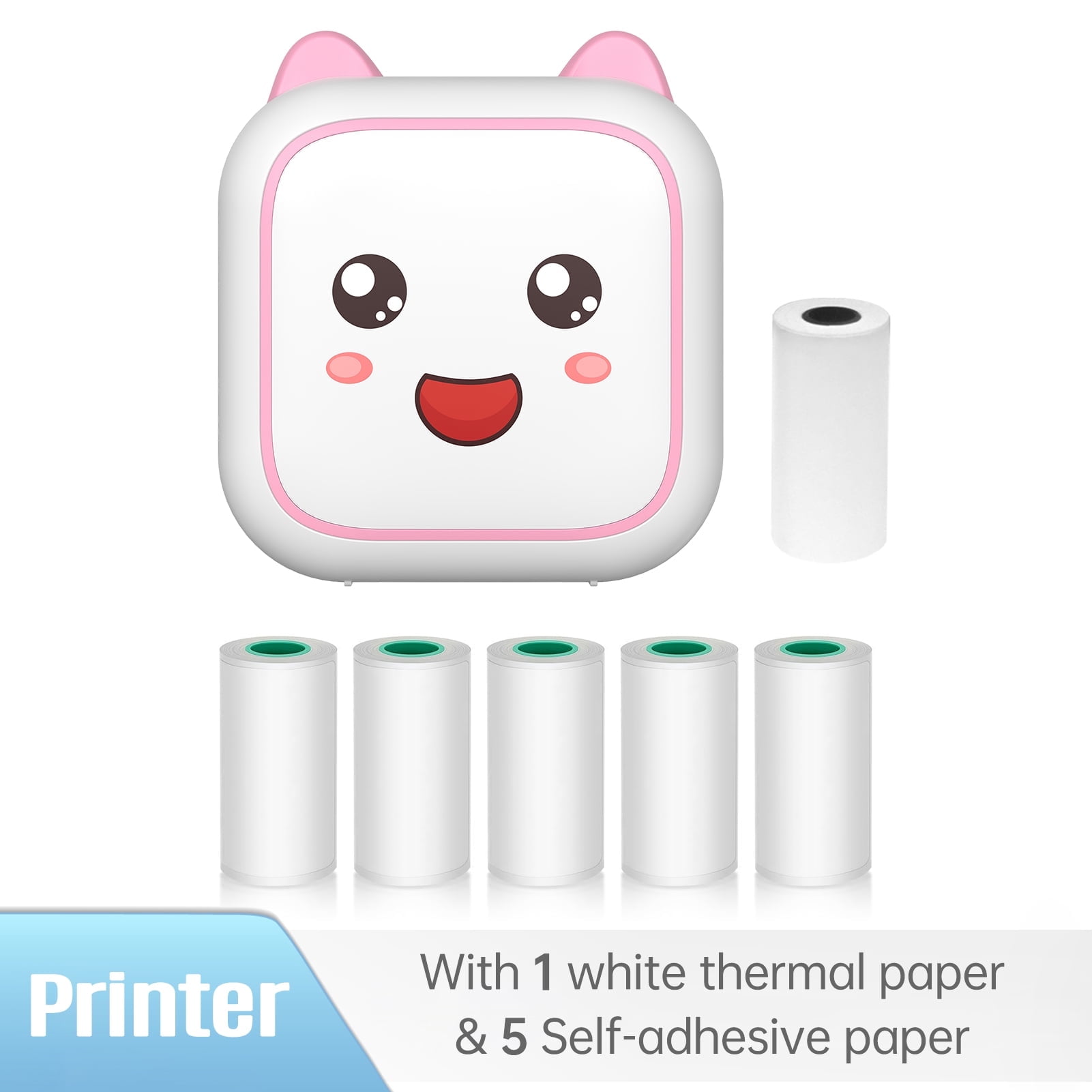 Label printer Receipt Note Paper Roll Rolls Compatible Printer Portable ...