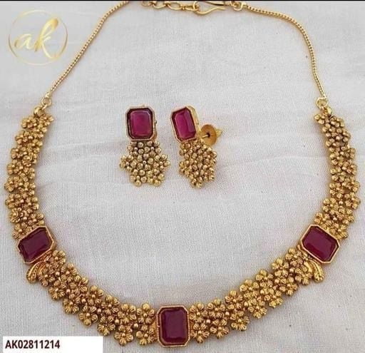 LabelByTanu Ruby Kemp Copper Matte Finish Gold Plated South Indian ...