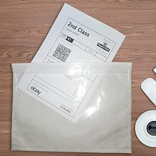 LabelMore 7.5" x 5.5" Clear Plastic Adhesive Packing List Mailing ...