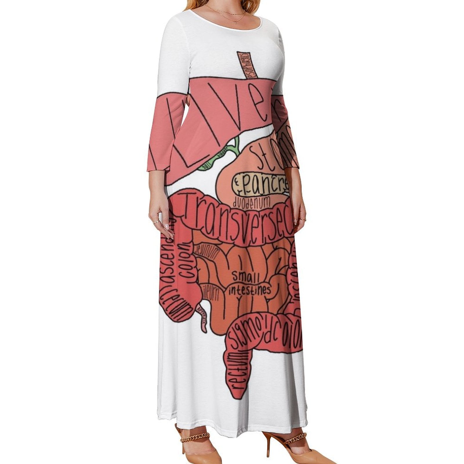 Labeled Intestine Anatomy Long Sleeved Dress Long dress women long ...