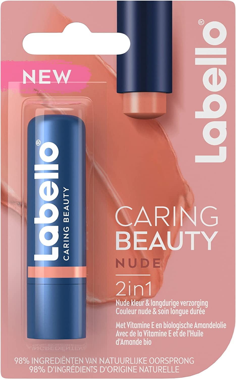 Labello Caring Beauty Beige Color 1 x 5.5ml Lip Stick in Soft Beige for 24H Lip Hydration ...