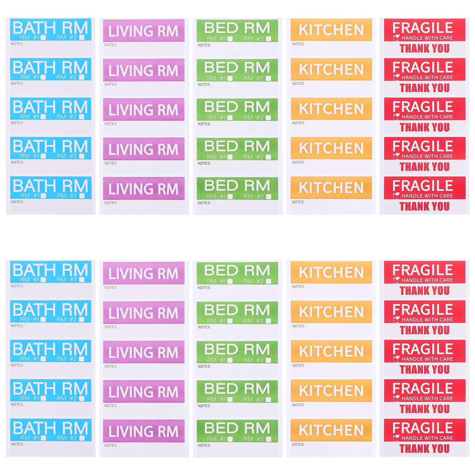 Labels For Moving,20 Sheets Moving Stickers Colored Moving Labels Self-Adhesive Moving Labels ...