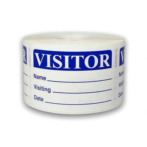 LabelsandMore 2"x3" Blue Visitor Sticker, Self-Adhesive Name Visiting ...