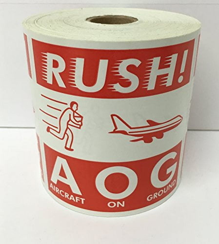 LabelsandMore 4x4 inch 4x4 Rush AOG Aircraft On Ground Air Specialty ...