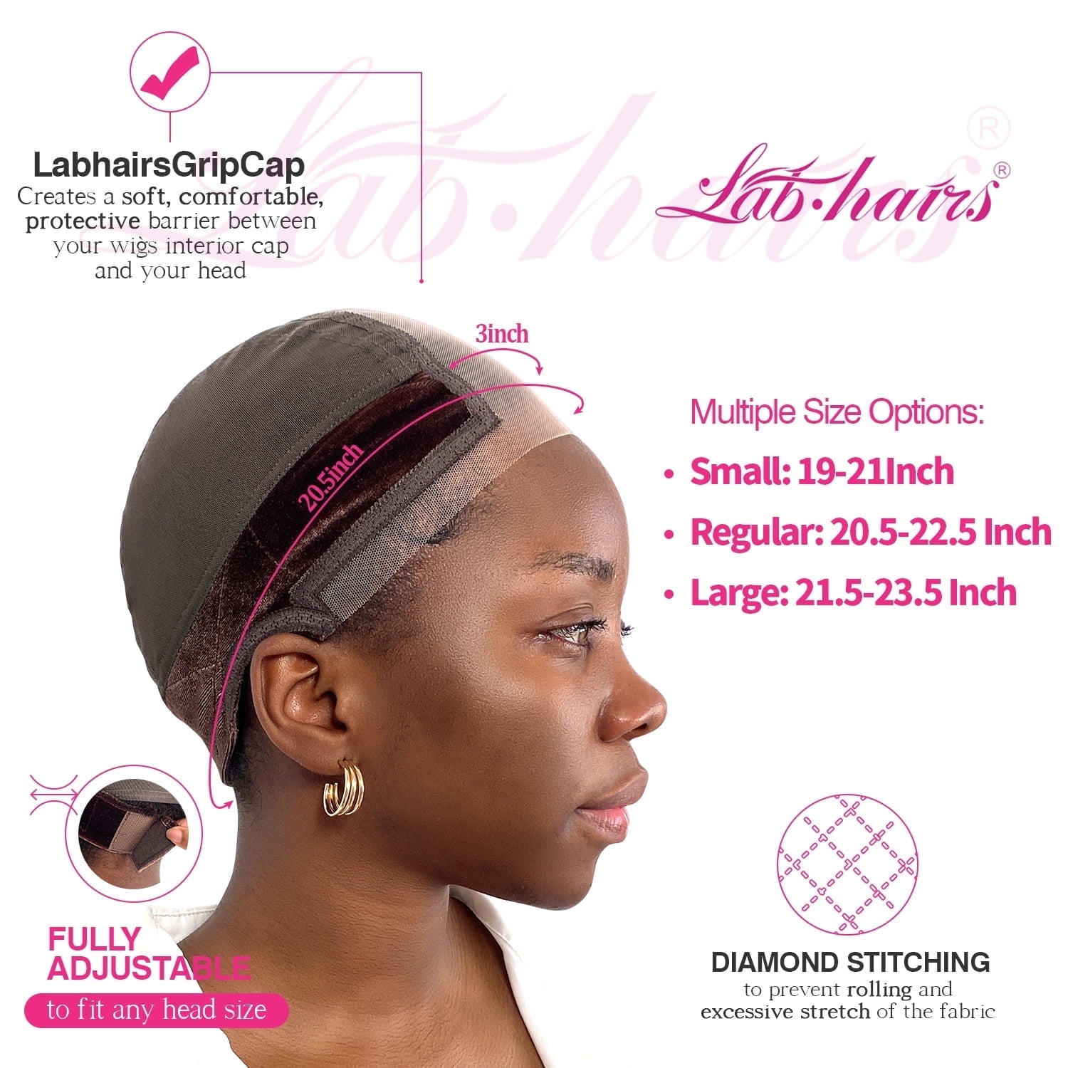 Labhairs Wig Grip Cap - Transparent Lace for Frontal Closure - No Glue ...