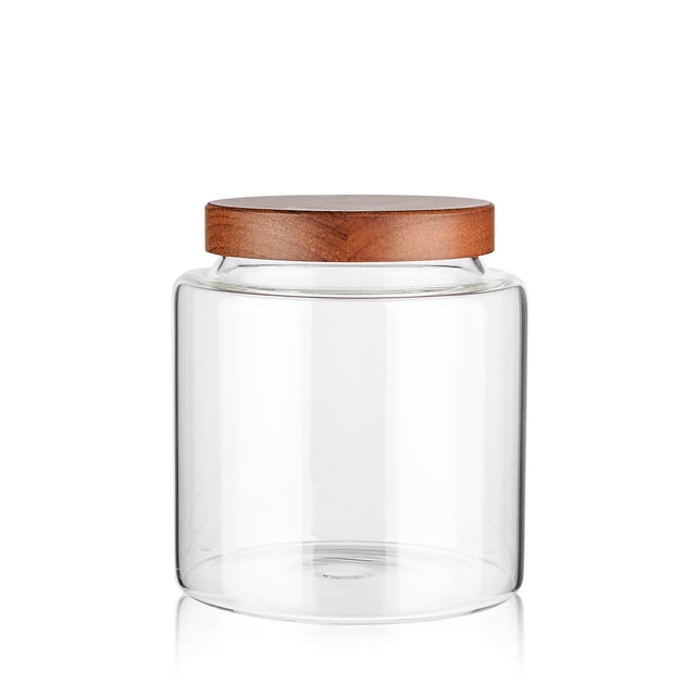 Labina 95 oz Airtight Glass Canister, Food Storage Jar with Wood lids ...