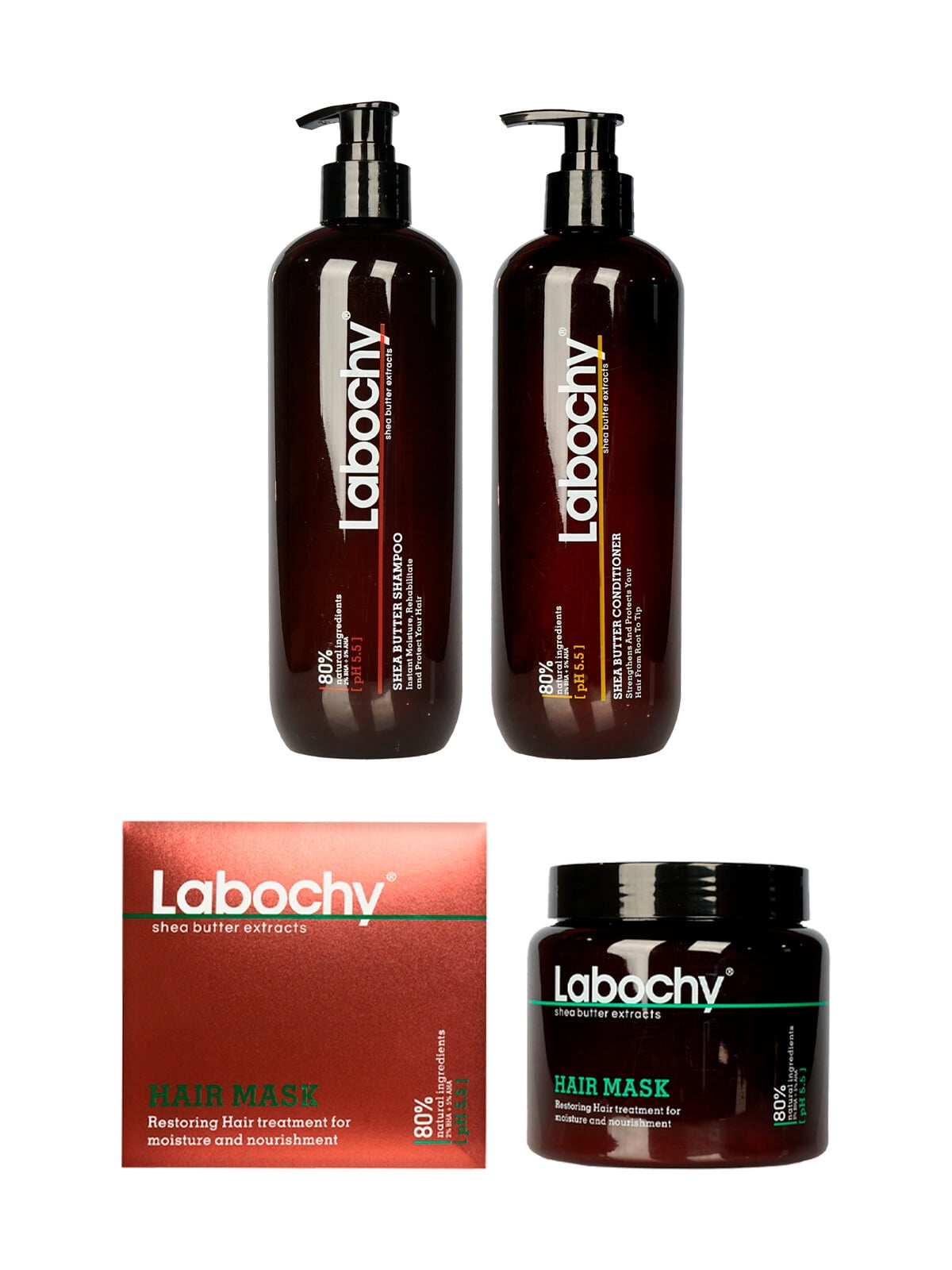 Labochy Shea Butter Shampoo, Conditioner & Mask Set Dry & Damaged Hair ...