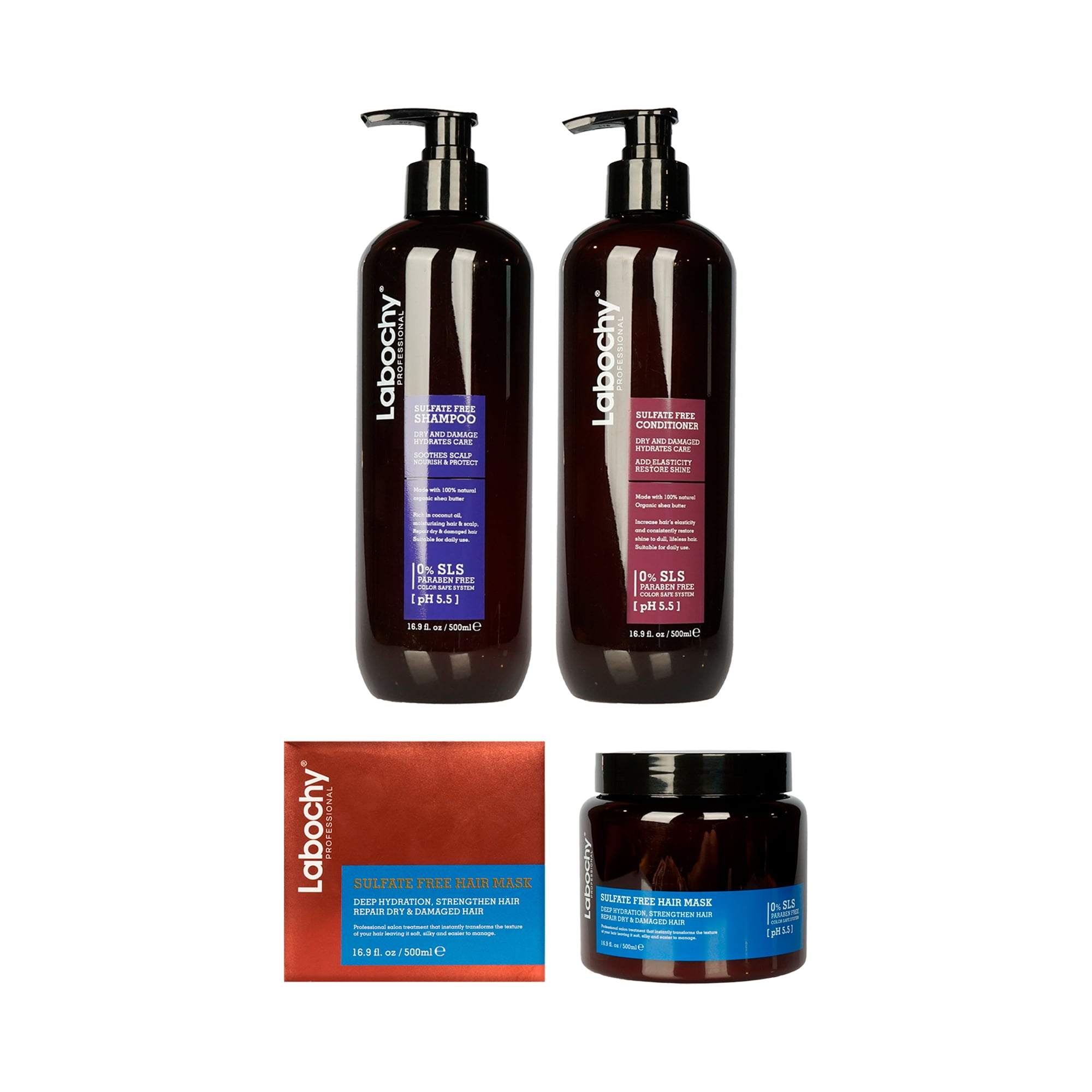 Labochy Sulfate Free Shampoo, Conditioner, Mask Set Dry & Damaged Hair ...