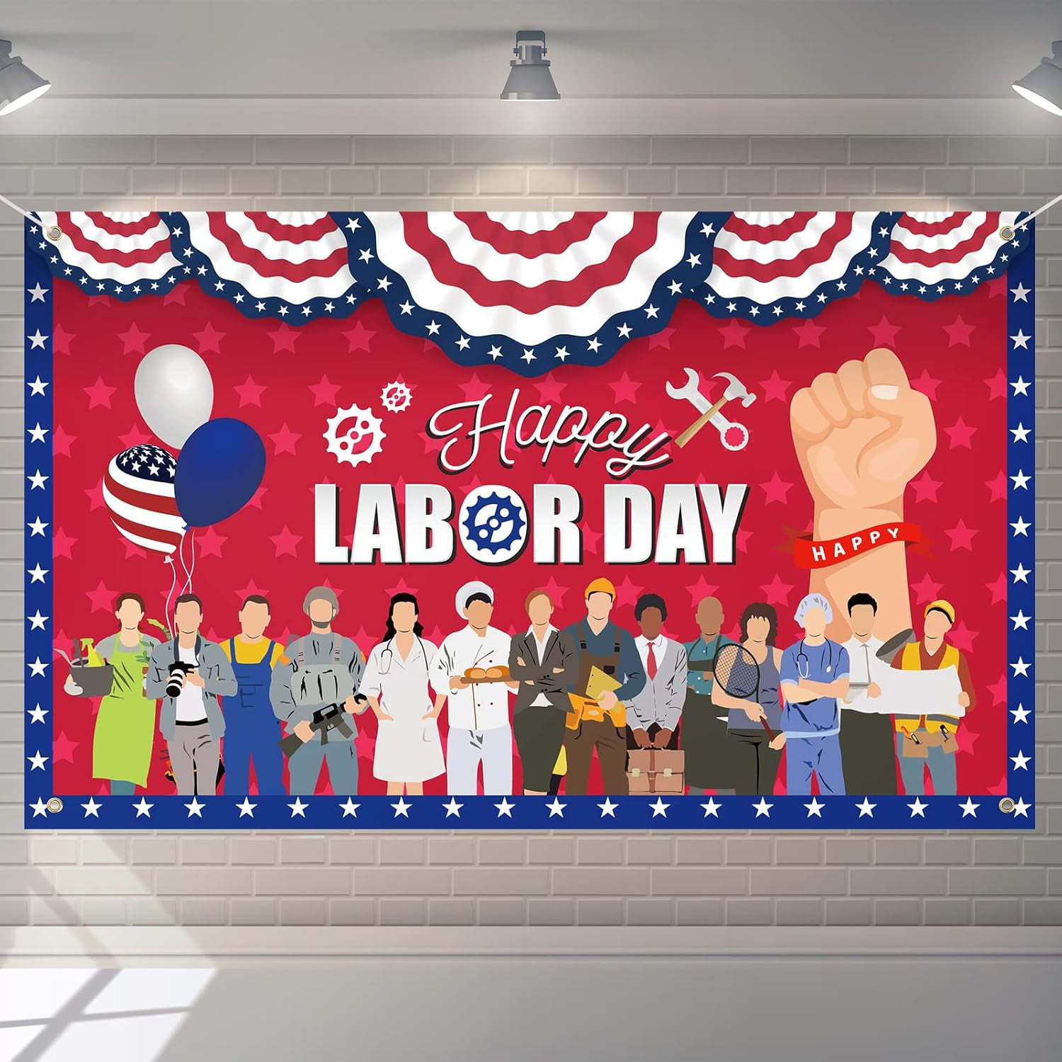 Labor Day Banner Backdrop Decorations Happy Labor Day Banner Outdoor ...