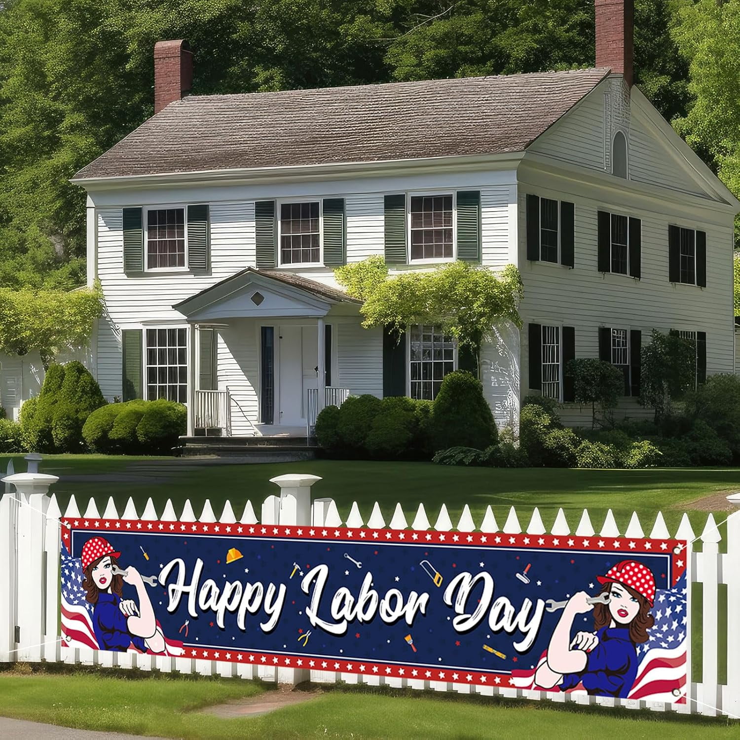 Labor Day Decorations Outdoor Happy Labor Day Banner for Fence Red ...