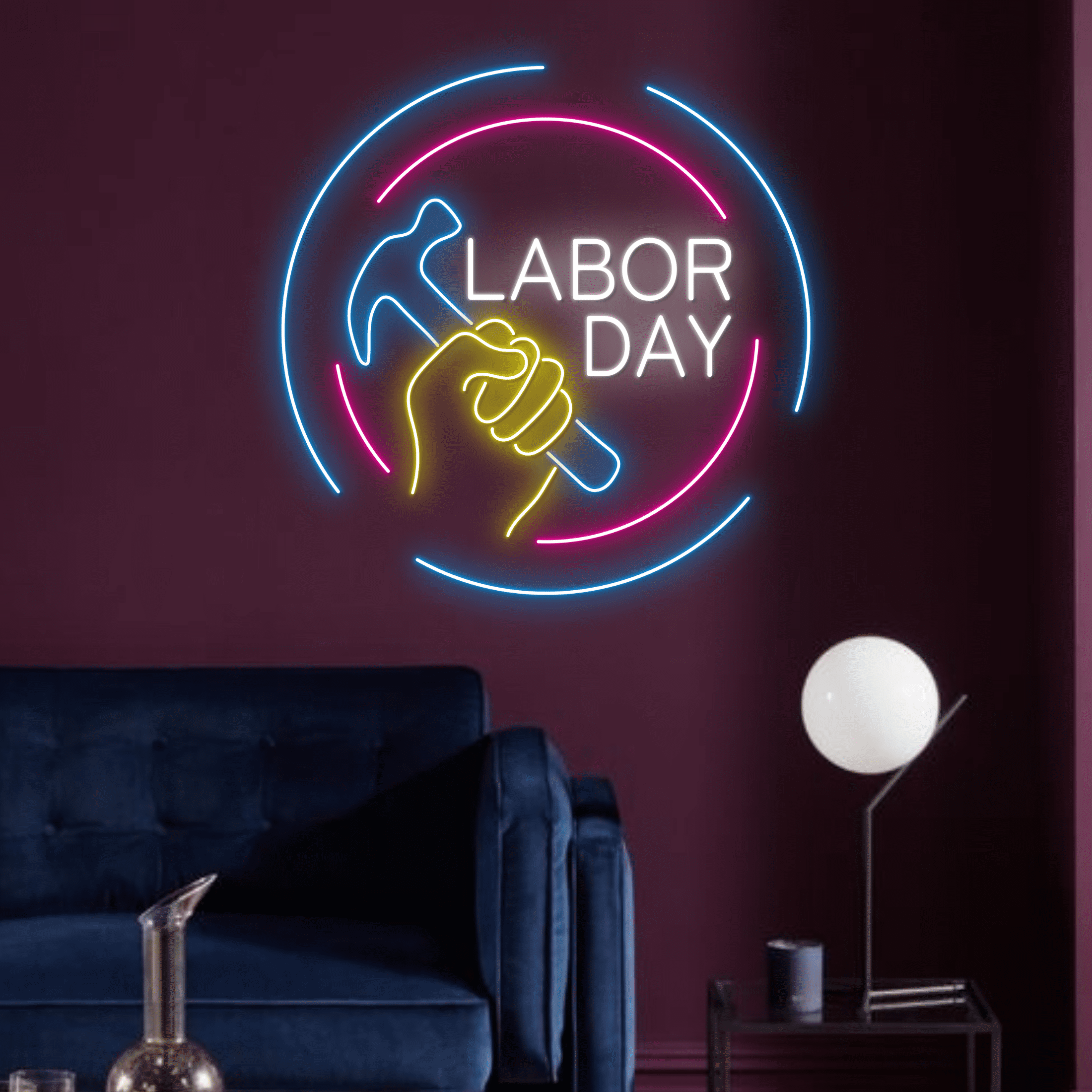 Labor Day Neon Sign, Office Wall Art Decor - Walmart.com