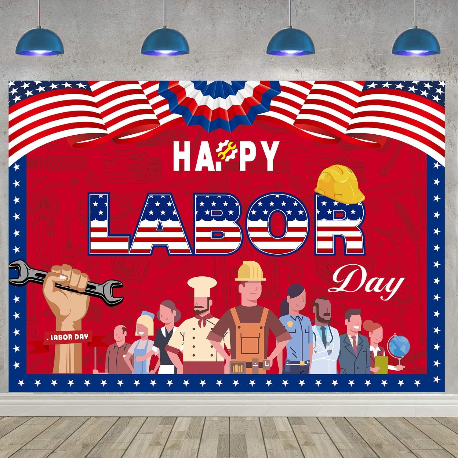Labor Day Photo Backdrop Happy Labor Day Worker Medal Tool Background ...