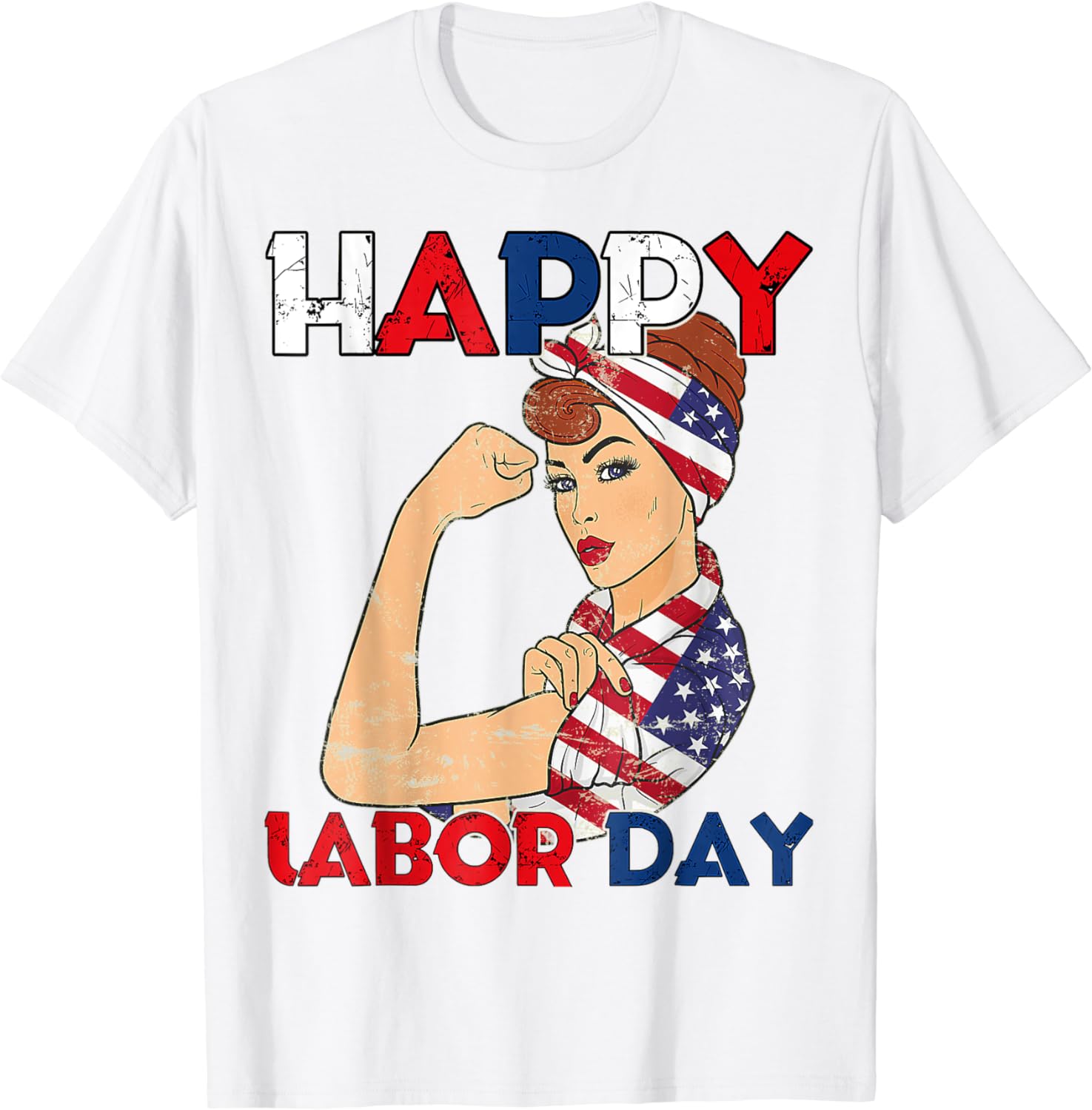 Labor Day Rosie the Riveter American Flag Men Woman USA T-Shirt ...