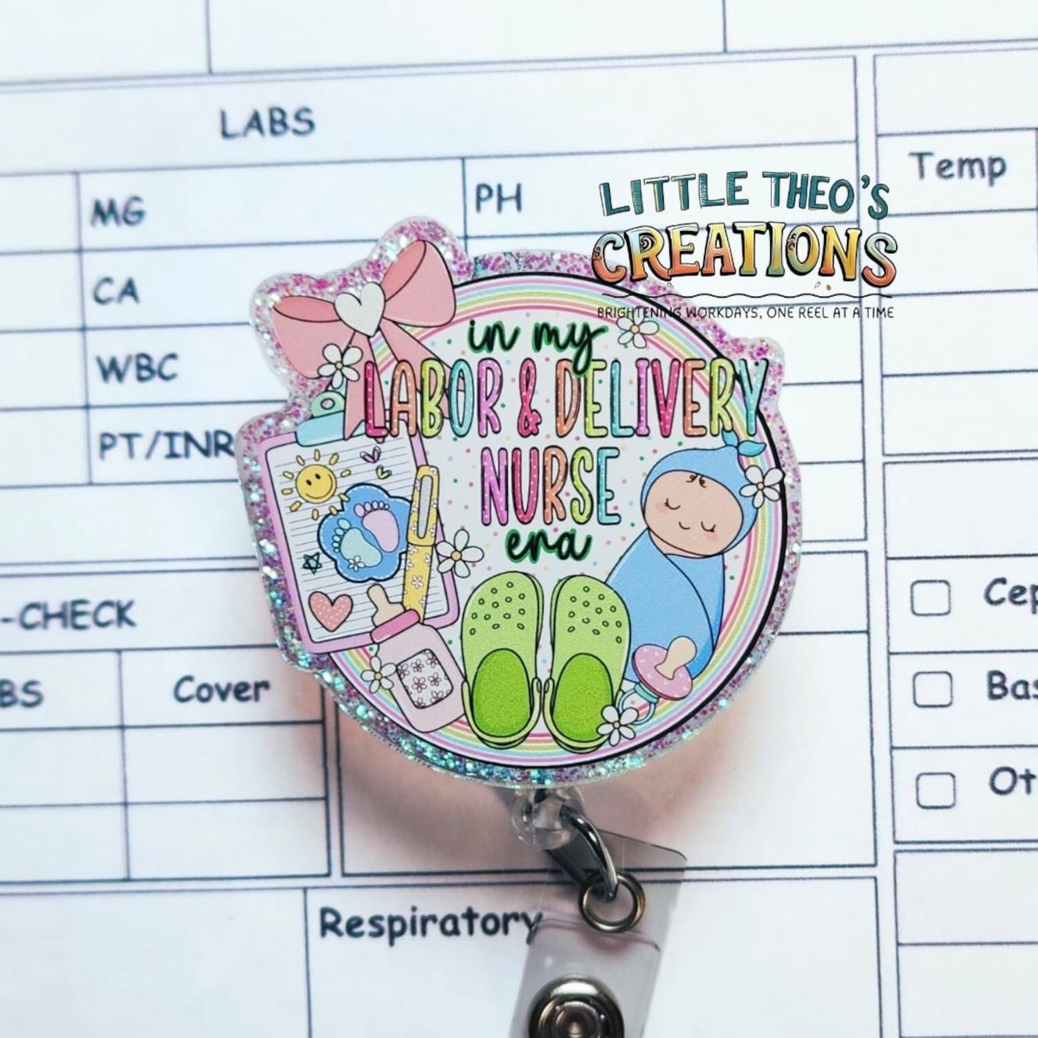 Labor & Delivery Nurse Era Badge Reel: Interchangeable Glitter ID ...