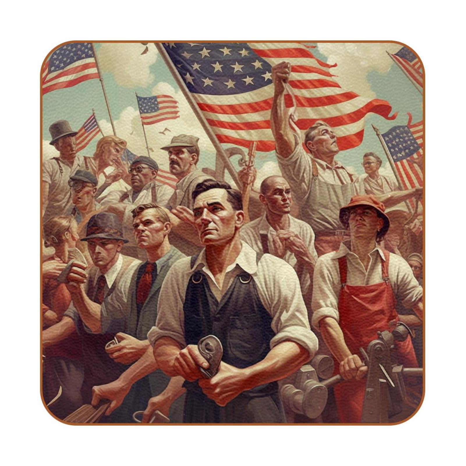 Labor Square Microfiber Leather Drink Coasters (6PCS) - Set of 6 ...