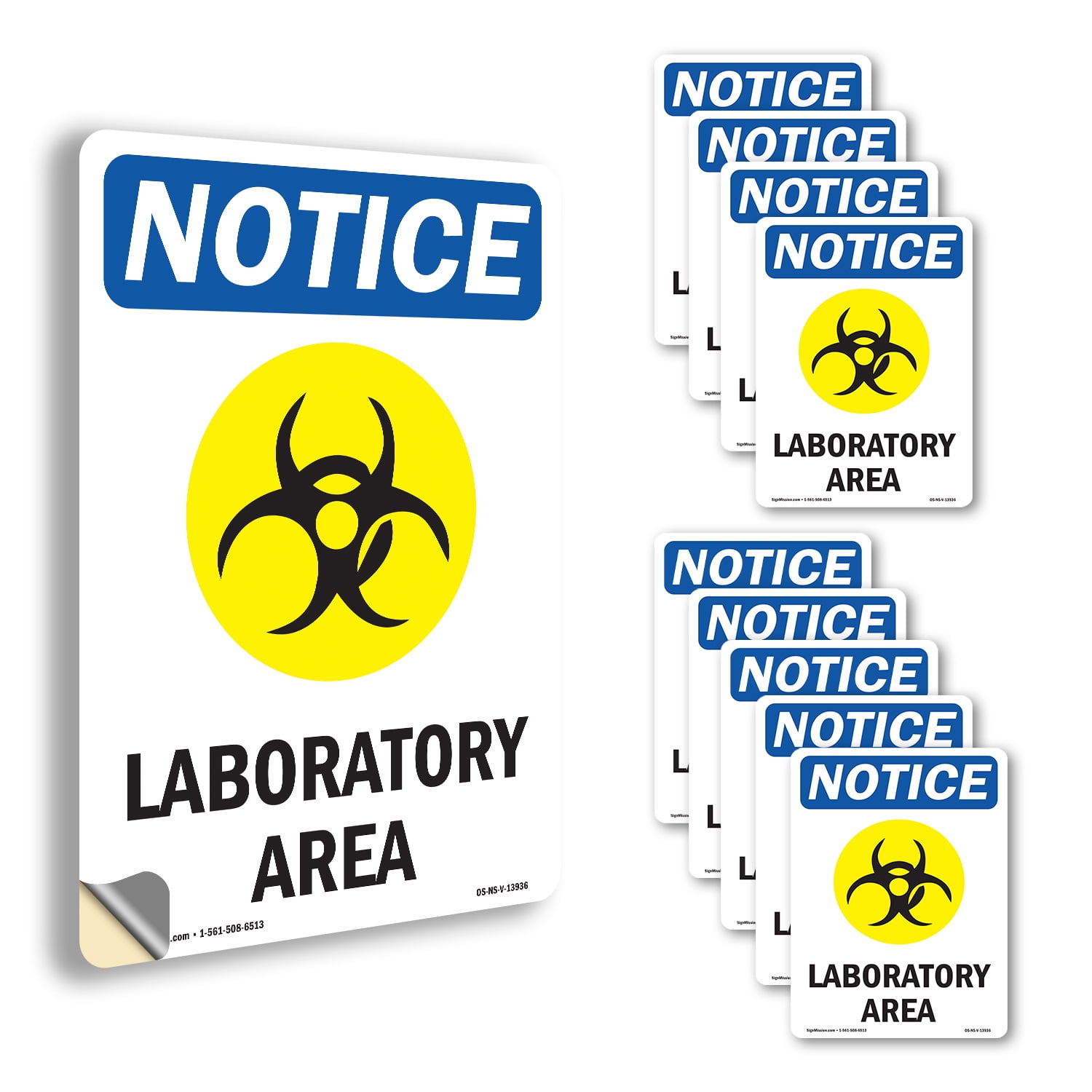 Laboratory Area With Symbol OSHA Notice Vinyl Decal Label 5 Inch x 3.5 ...