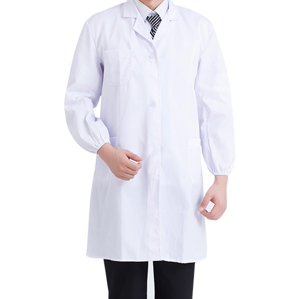 Laboratory Coat Buttons Multi Pocket Short Sleeve Pet Shop School ...