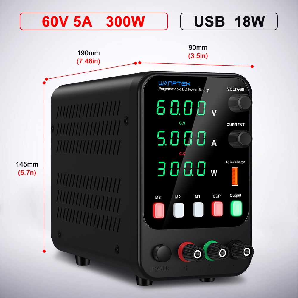 Laboratory DC Power Supply 30V 10A 60V 5A 120V 3A with USB Fast Charging Adjustable Voltage ...