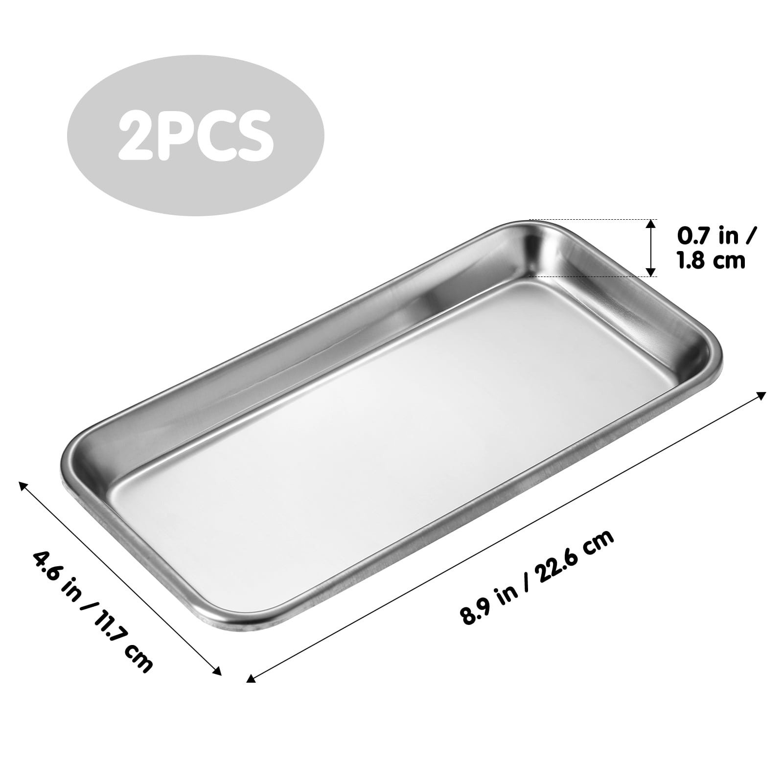 Laboratory Trays 2pcs Stainless Steel Dental Trays Clinical Instrument ...