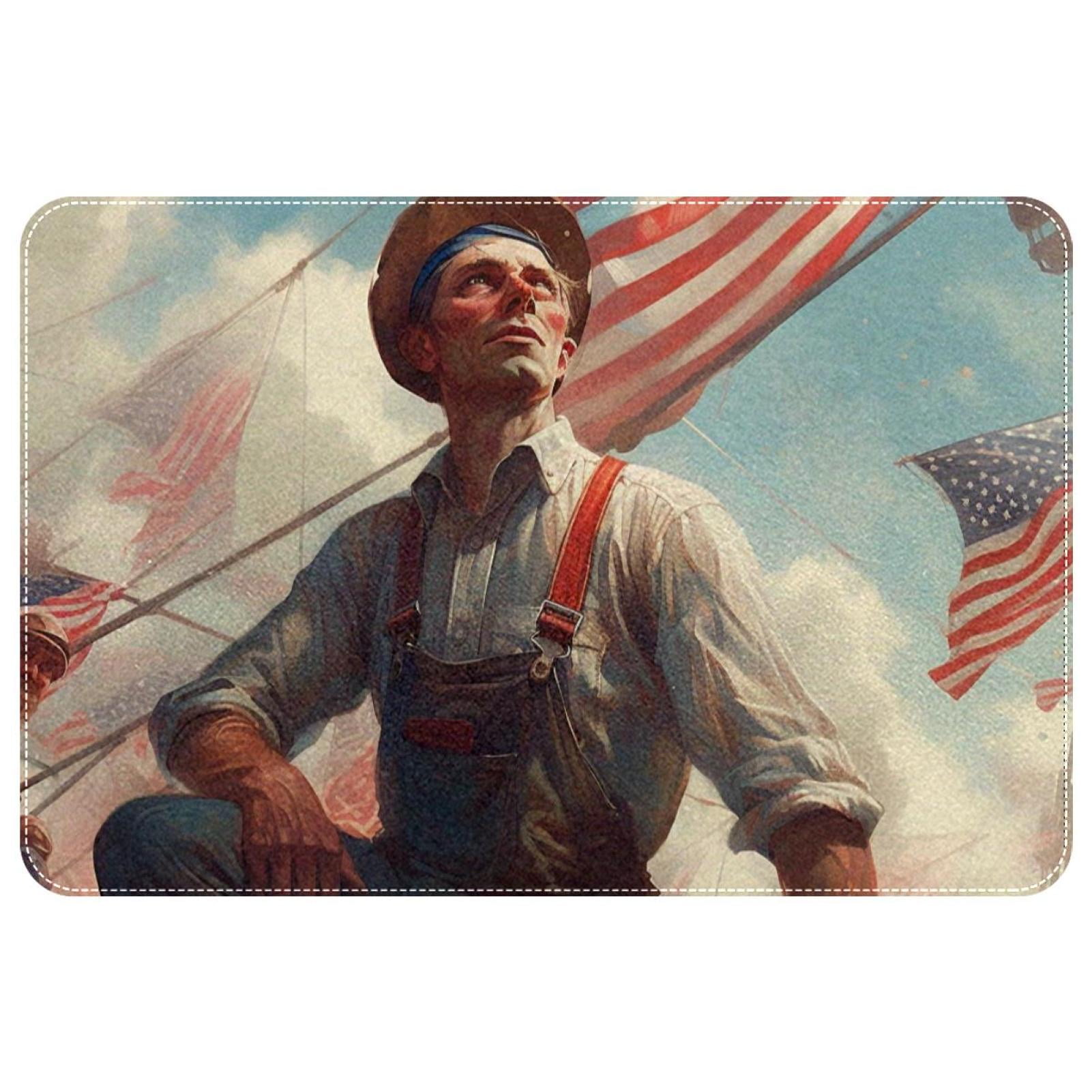 Labour Day Area Rug Right Angle Floor Mat 59x39in, Water Absorbing ...