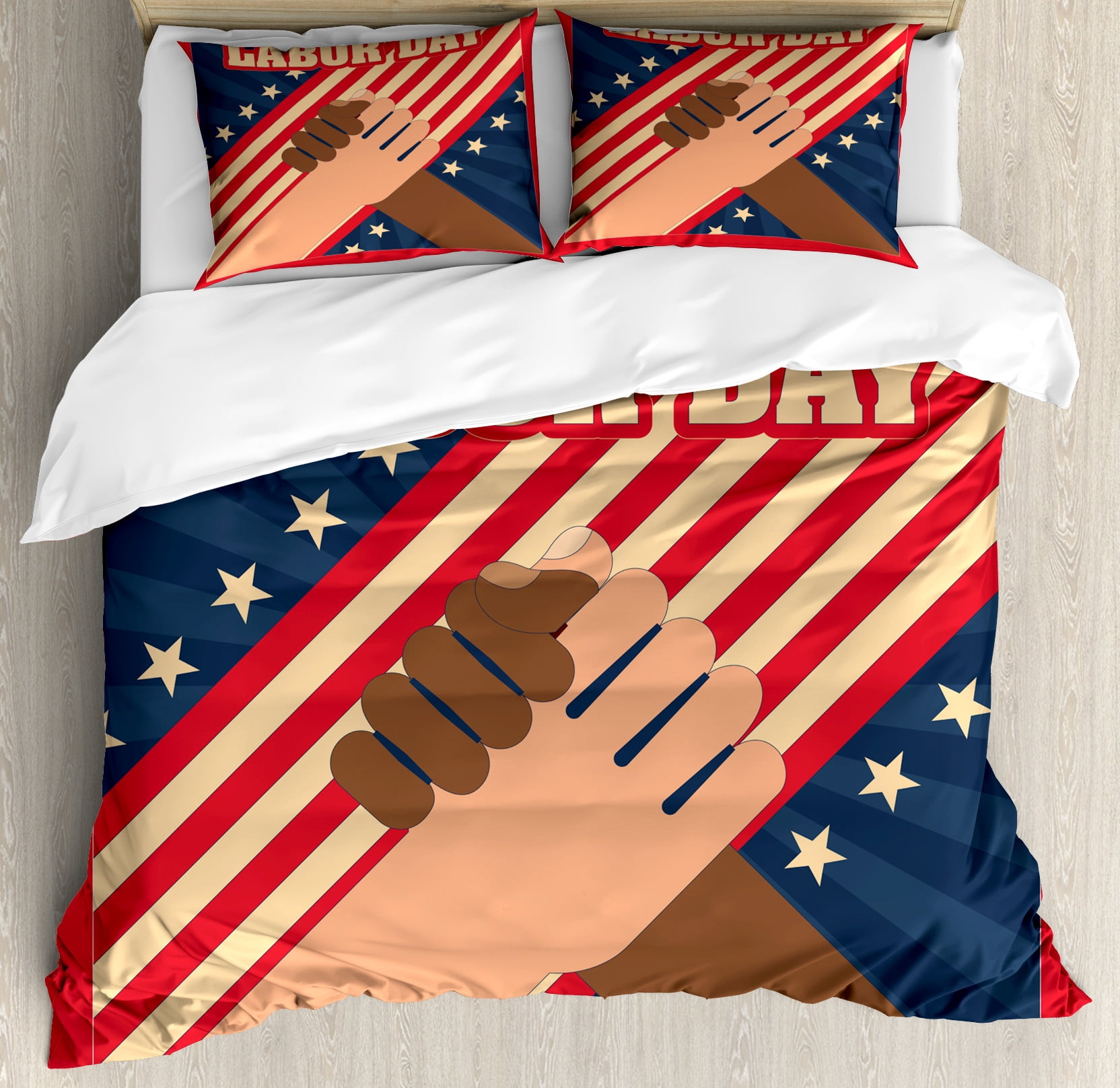 Labour Day Duvet Cover Set, Frame Layout of Holding Hands Celebrating ...