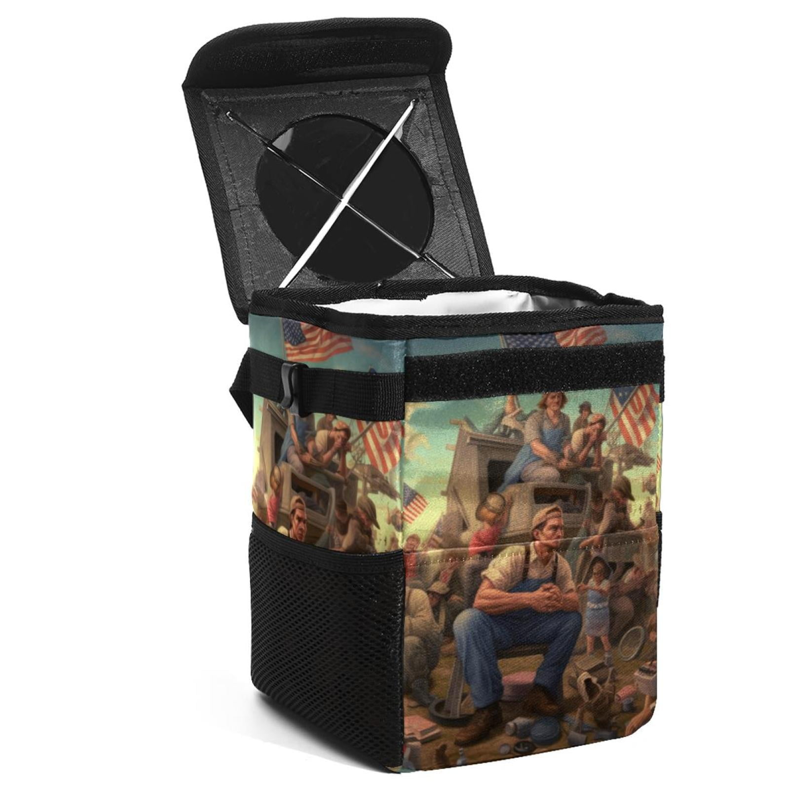 Labour Day Foldable Car Trash Bin with Lid, Leak-Proof Hanging Storage ...