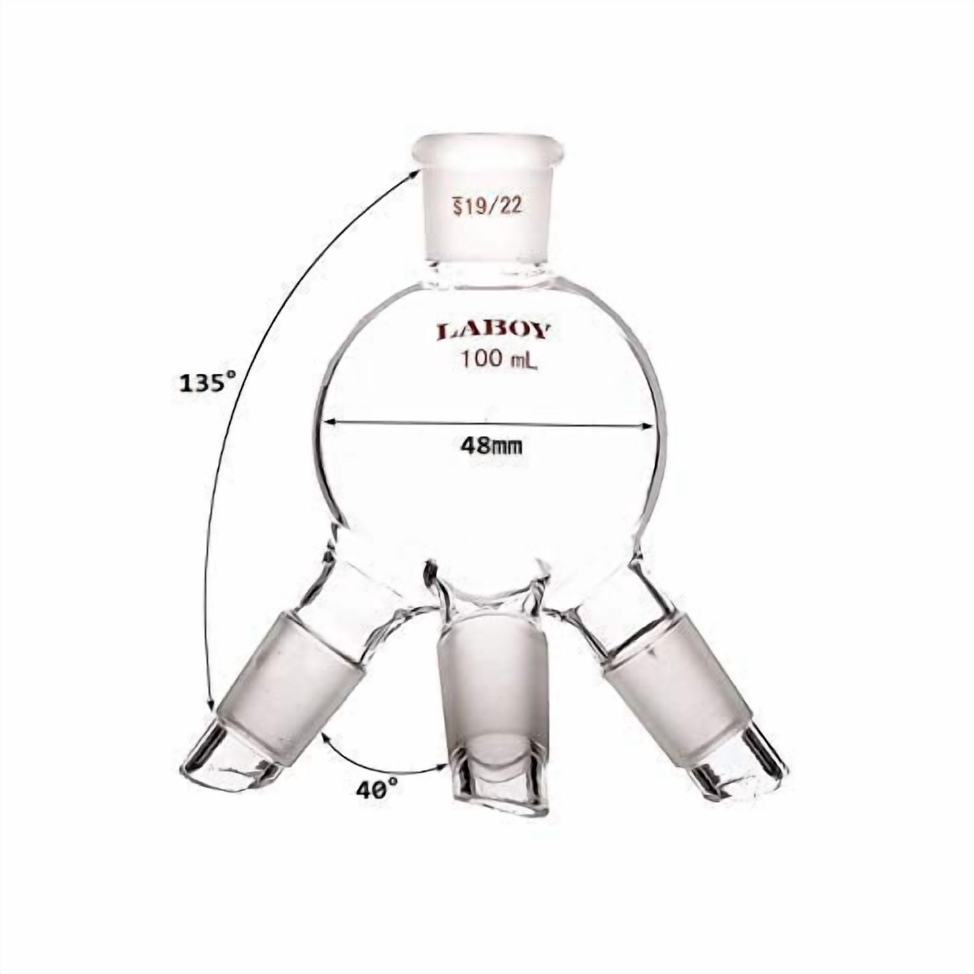 Laboy Glass 3-Way Receiver with 19/22 Joints Lab Glassware - Walmart.com