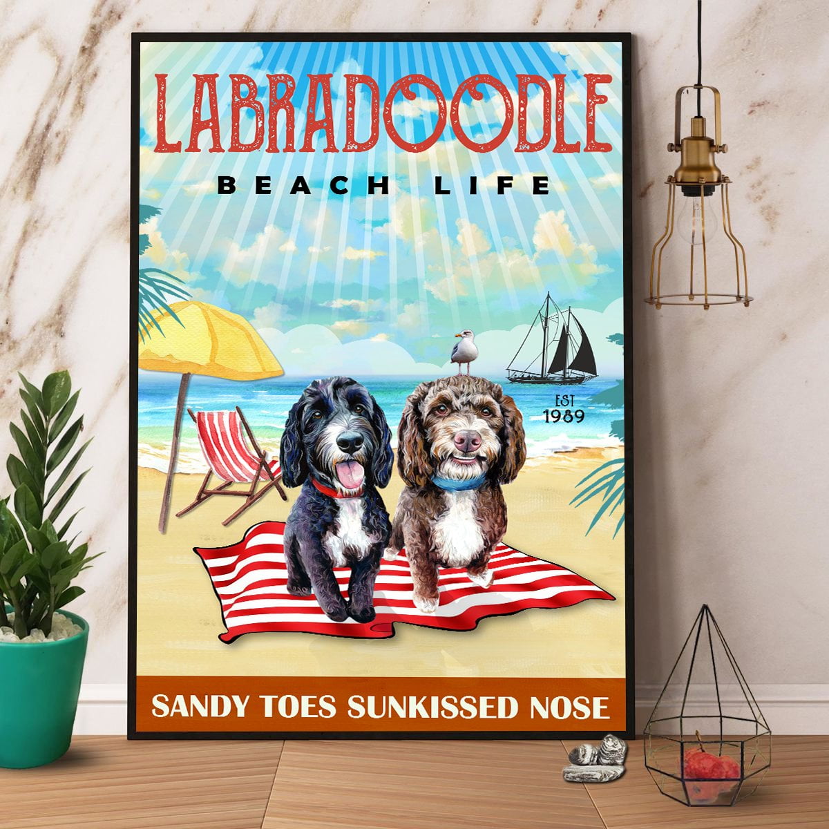 Labradoodle Beach Life Paper Poster No Frame Matte Wall Art Decor 16 x ...