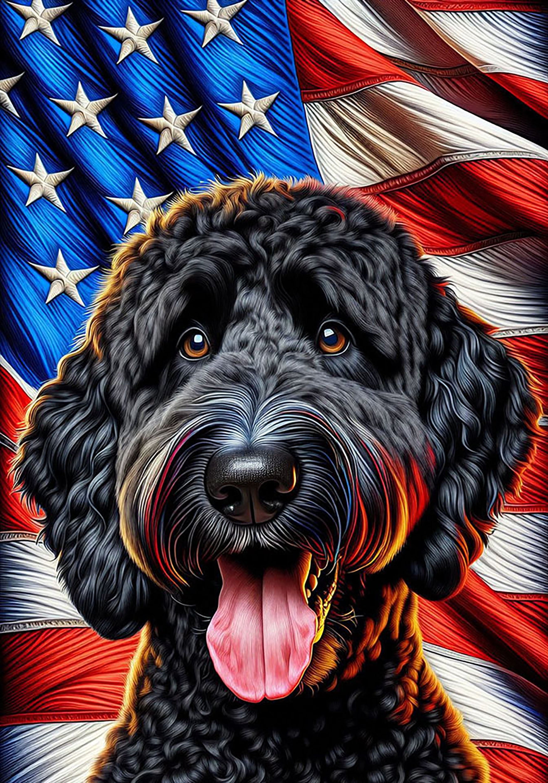Labradoodle Black - Best of Breed DCR Patriotic III Outdoor House Flag ...