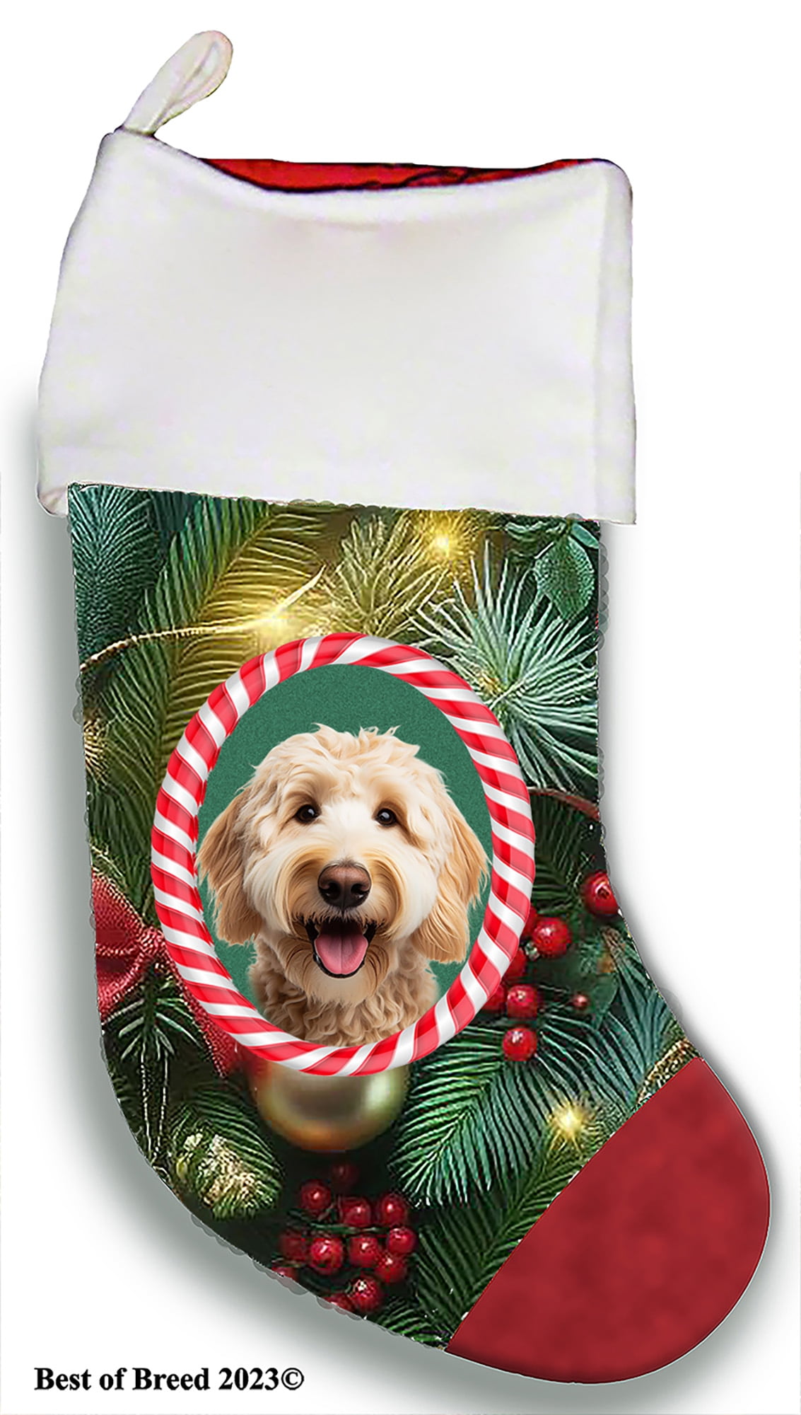 Labradoodle Blonde - Best of Breed Christmas Stocking 13.5" Red Gaming ...
