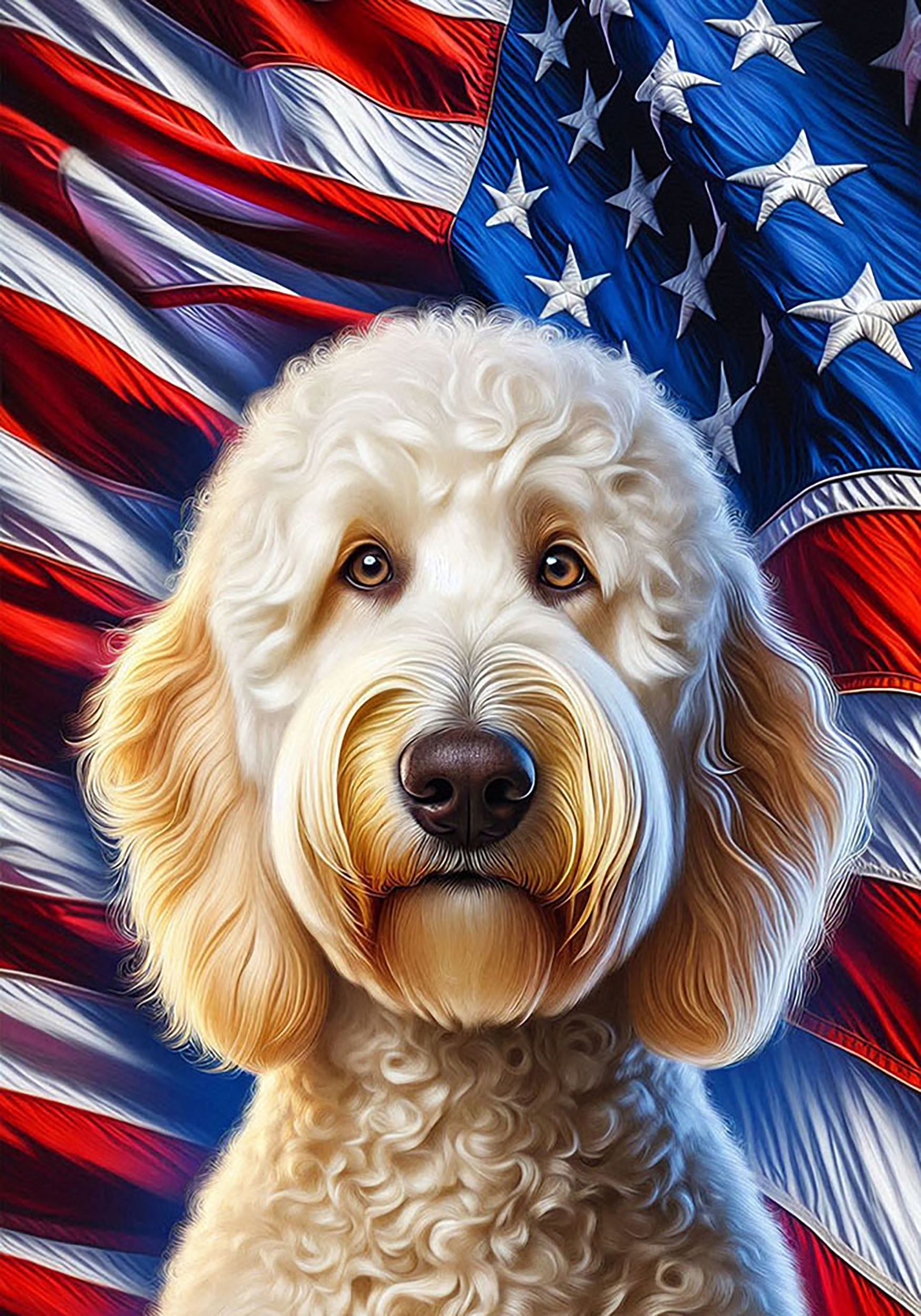 Labradoodle Blonde - Best of Breed DCR Patriotic III Outdoor House Flag ...