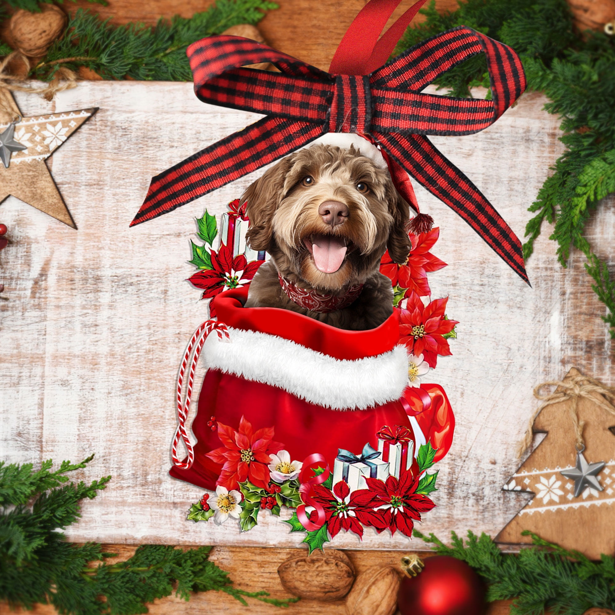 Labradoodle Christmas Ornament – Holiday Dog Gift & Wooden Xmas Tree ...
