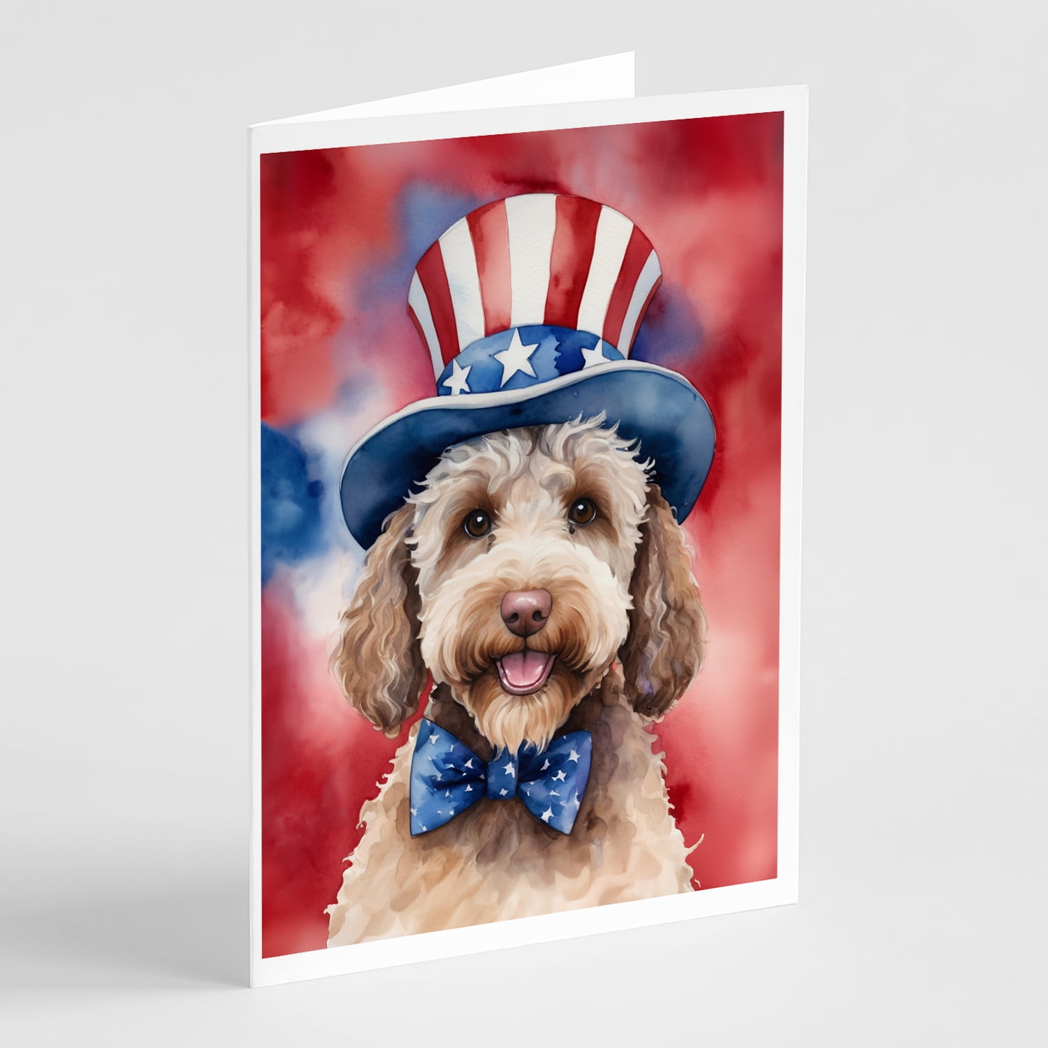 Labradoodle Patriotic American Greeting Cards Pack of 8 7 in x 5 in ...