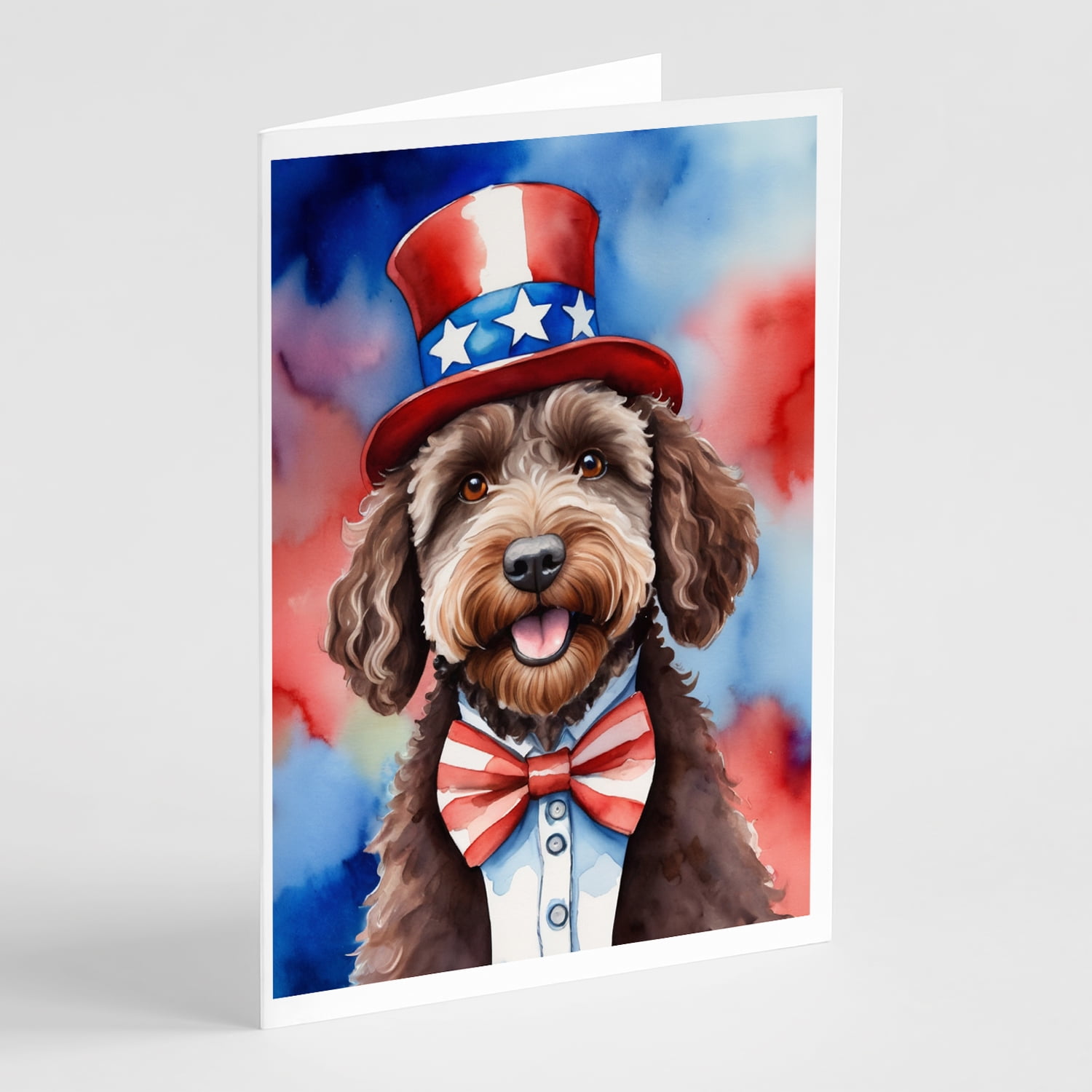 Labradoodle Patriotic American Greeting Cards Pack of 8 7 in x 5 in ...